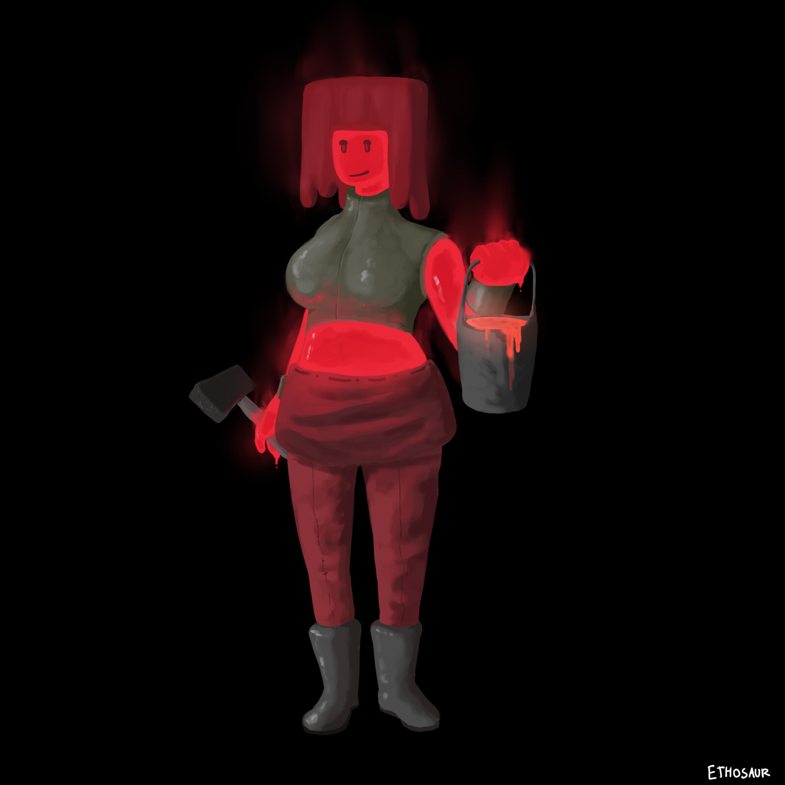 Ethosaur - Lava slime girl (Forge worker)