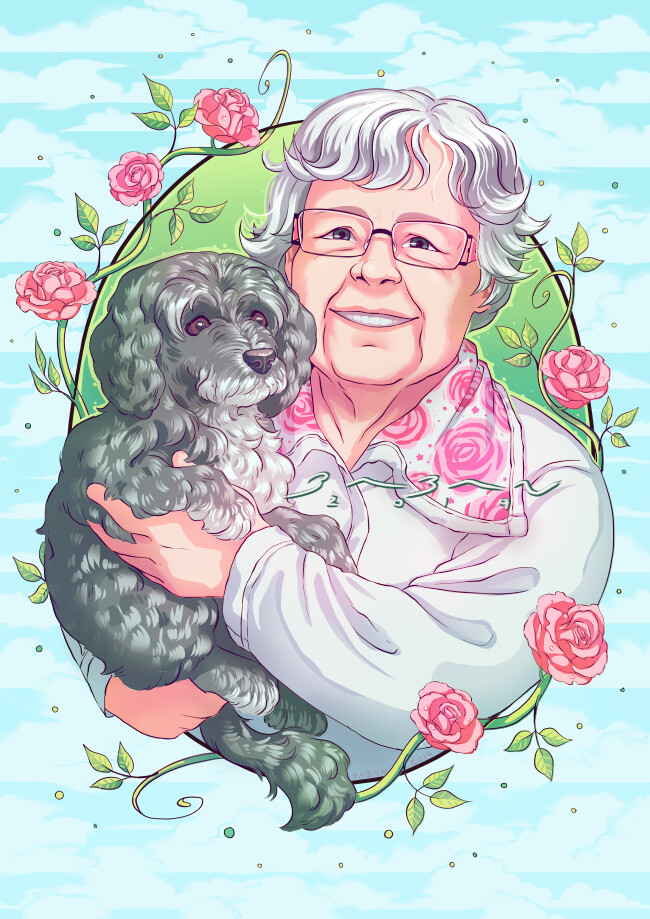 ArtStation - Grandmother and Pet Portrait Commission