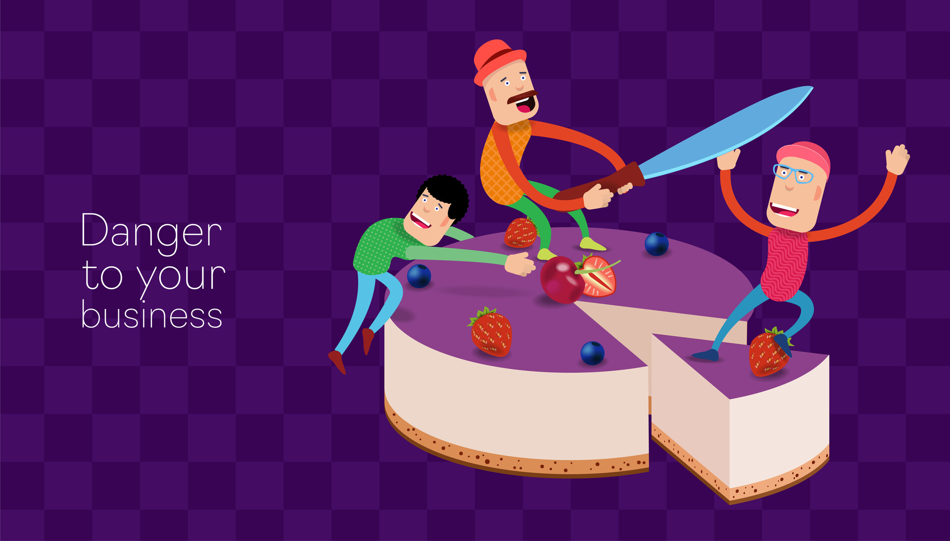 ArtStation - Cartoon men climbed on the cake and cut it with a knife