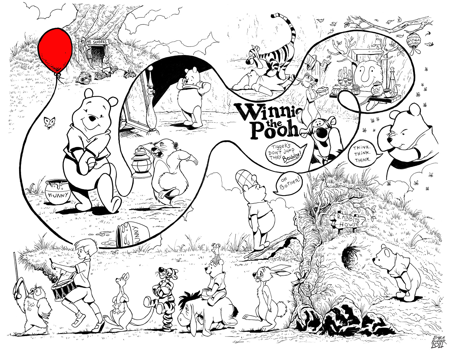 winnie the pooh autumn coloring pages