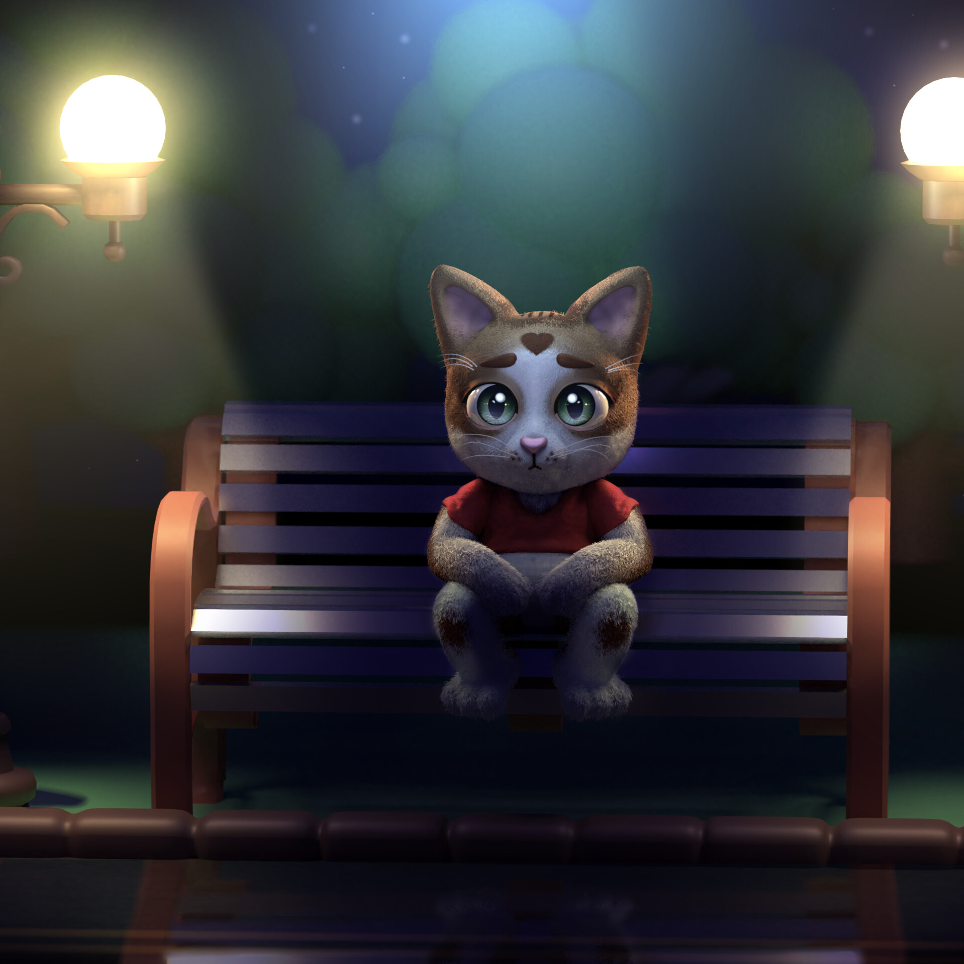 ArtStation - Kitten sitting alone