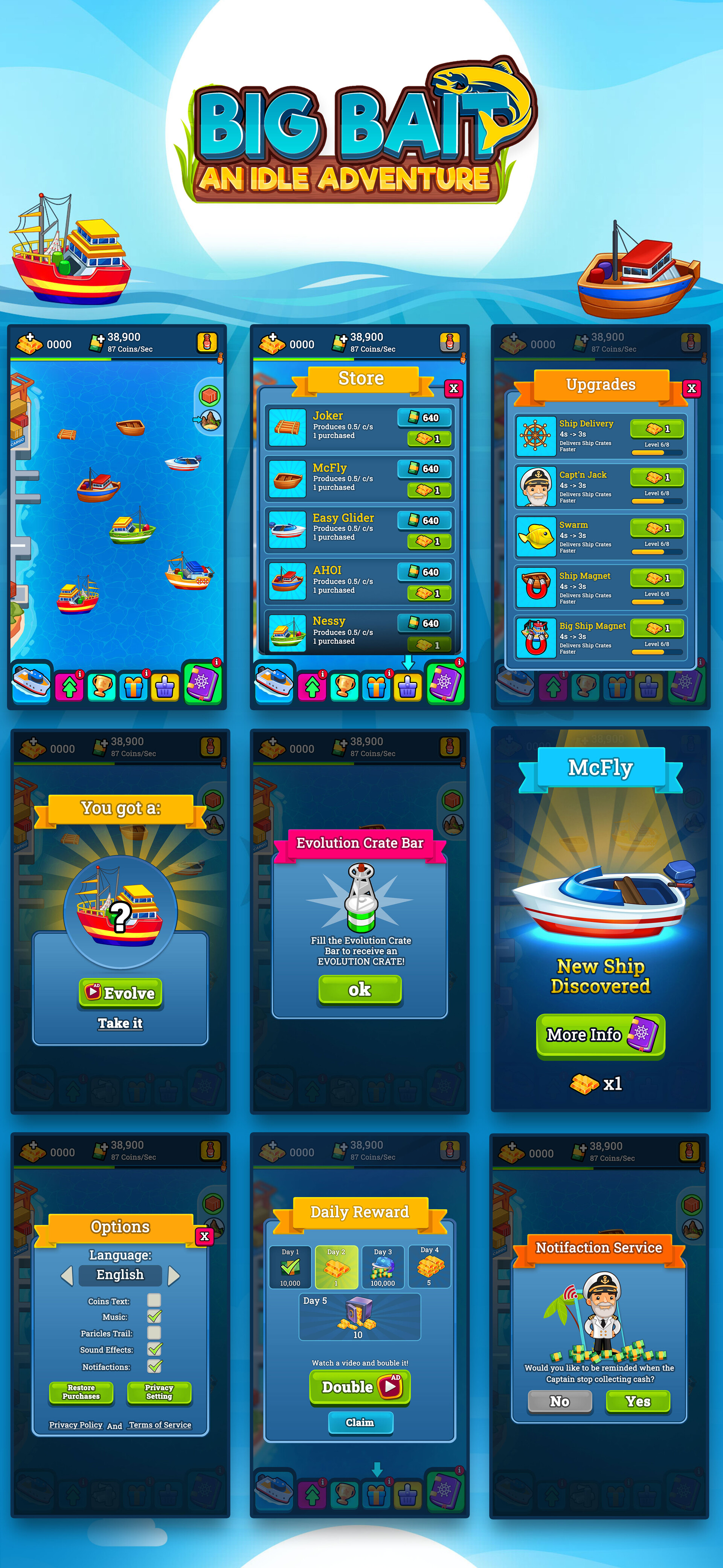ArtStation - Big Bait An Idle Adventure UI/UX