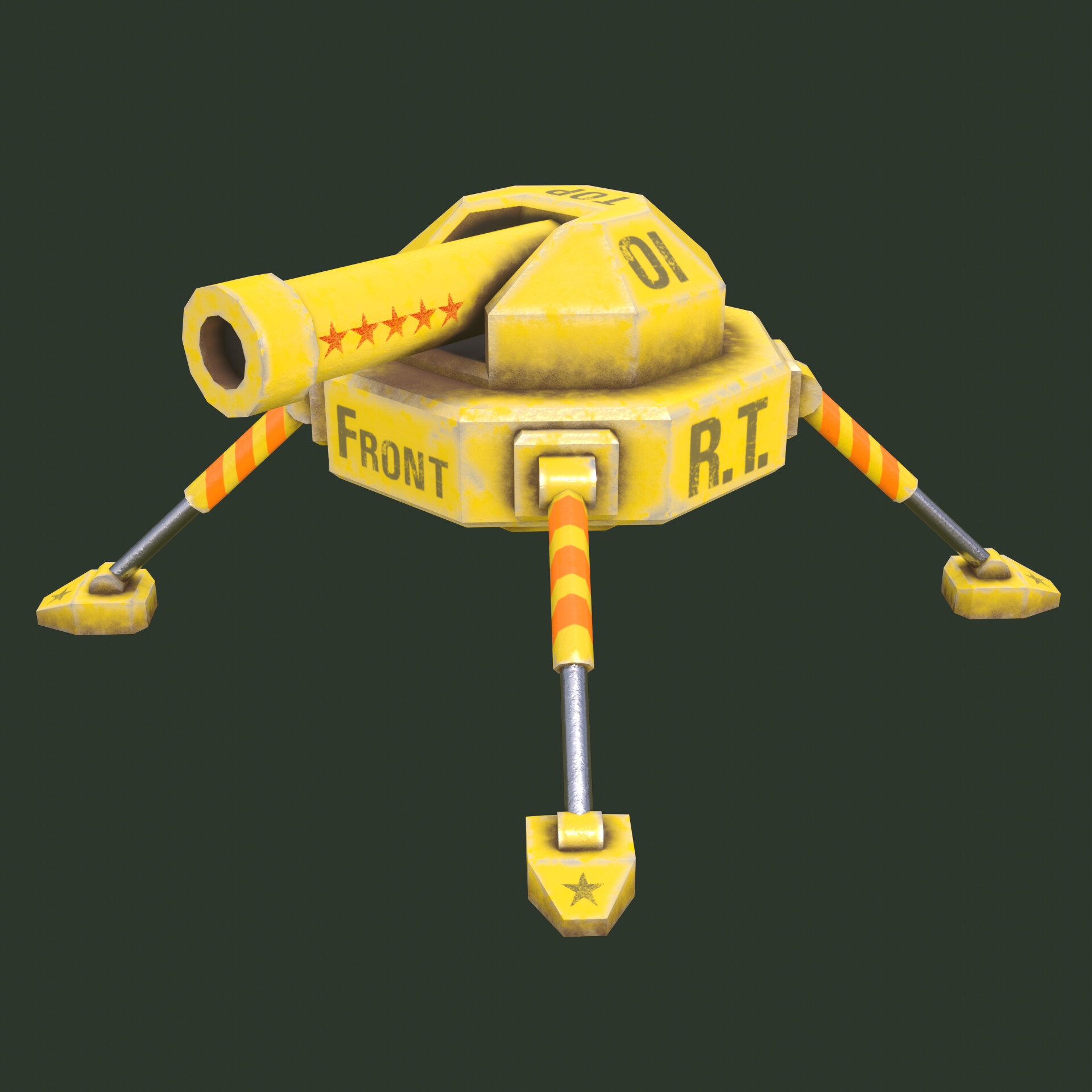 ArtStation - Turret Gun Turnable Rigged Yellow Low-Poly
