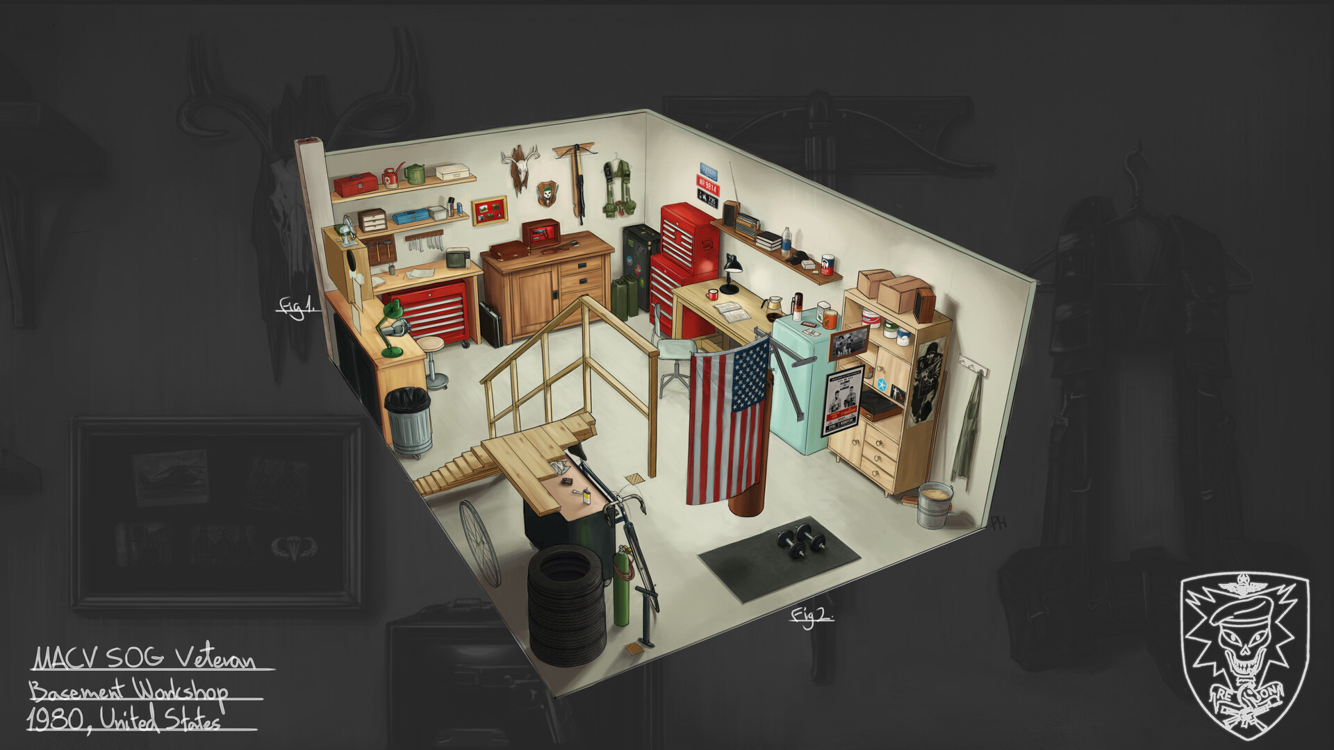 ArtStation - Hunter's Workshop Interior - 1980's United States