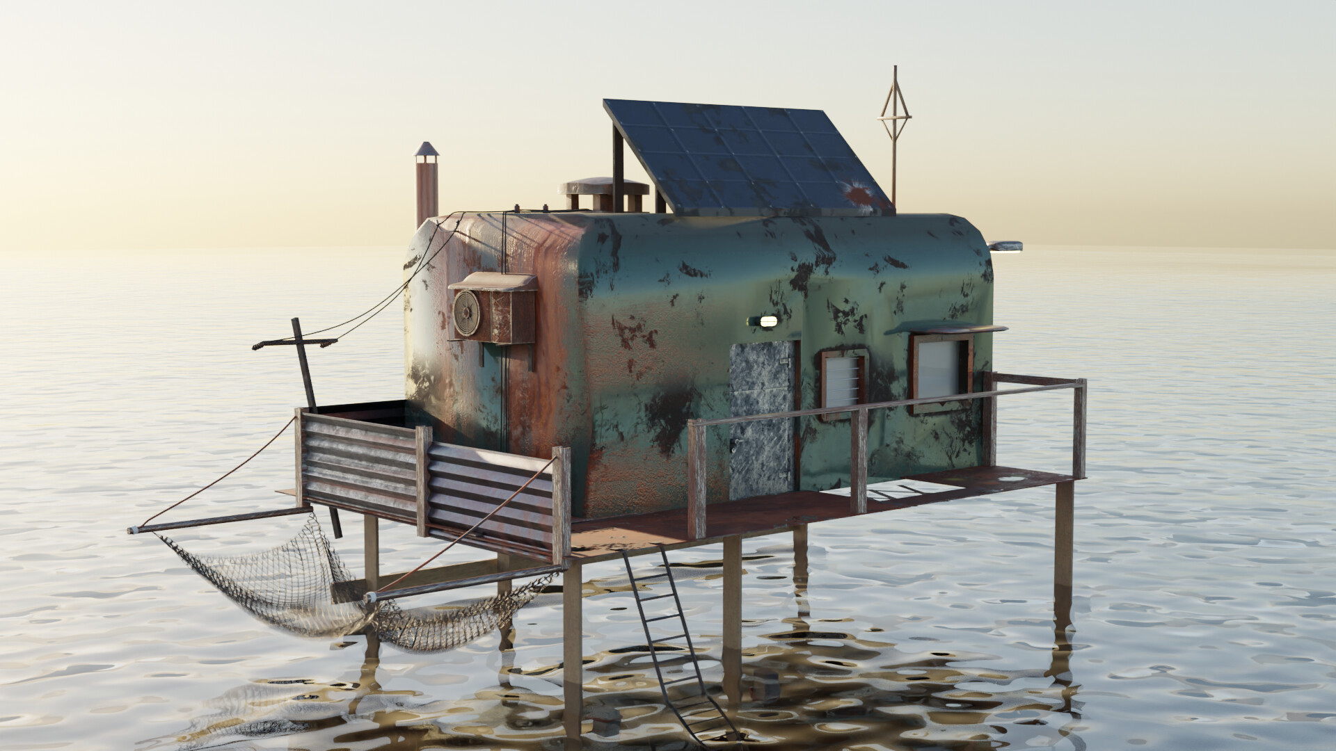 ArtStation - floating fishing house