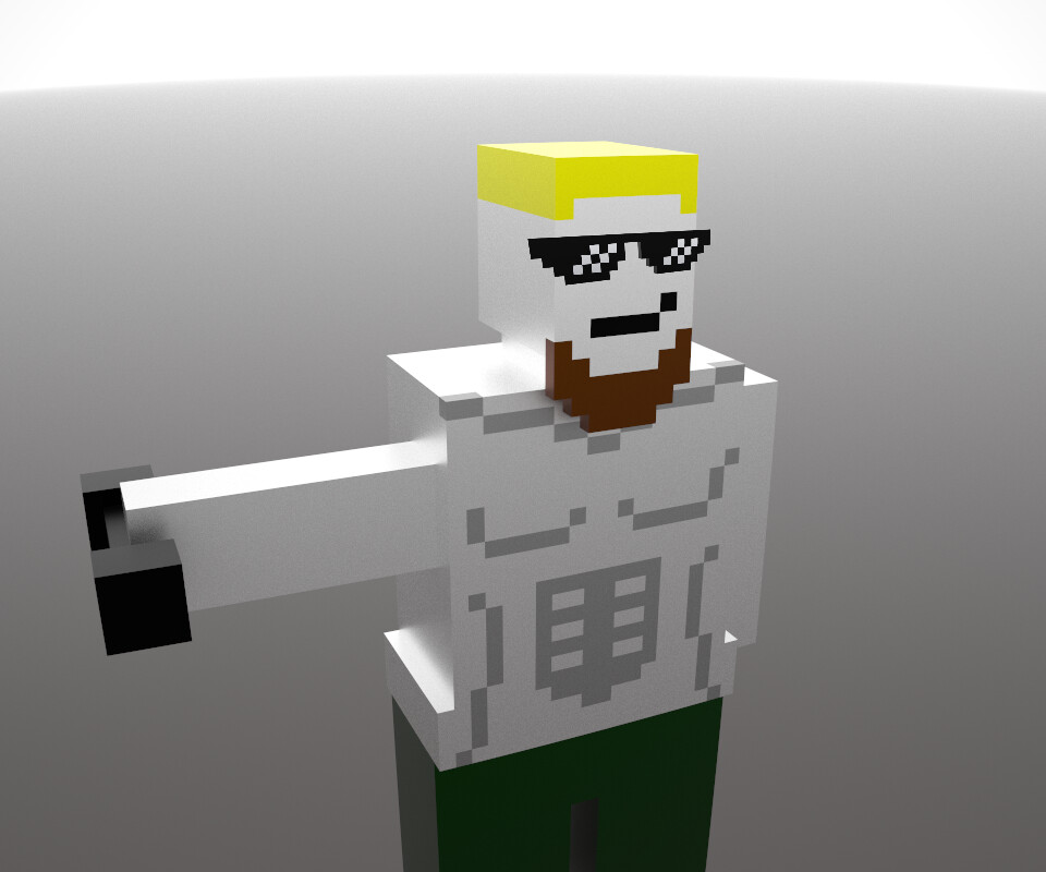Marauder - 3D pixel guy with muscles