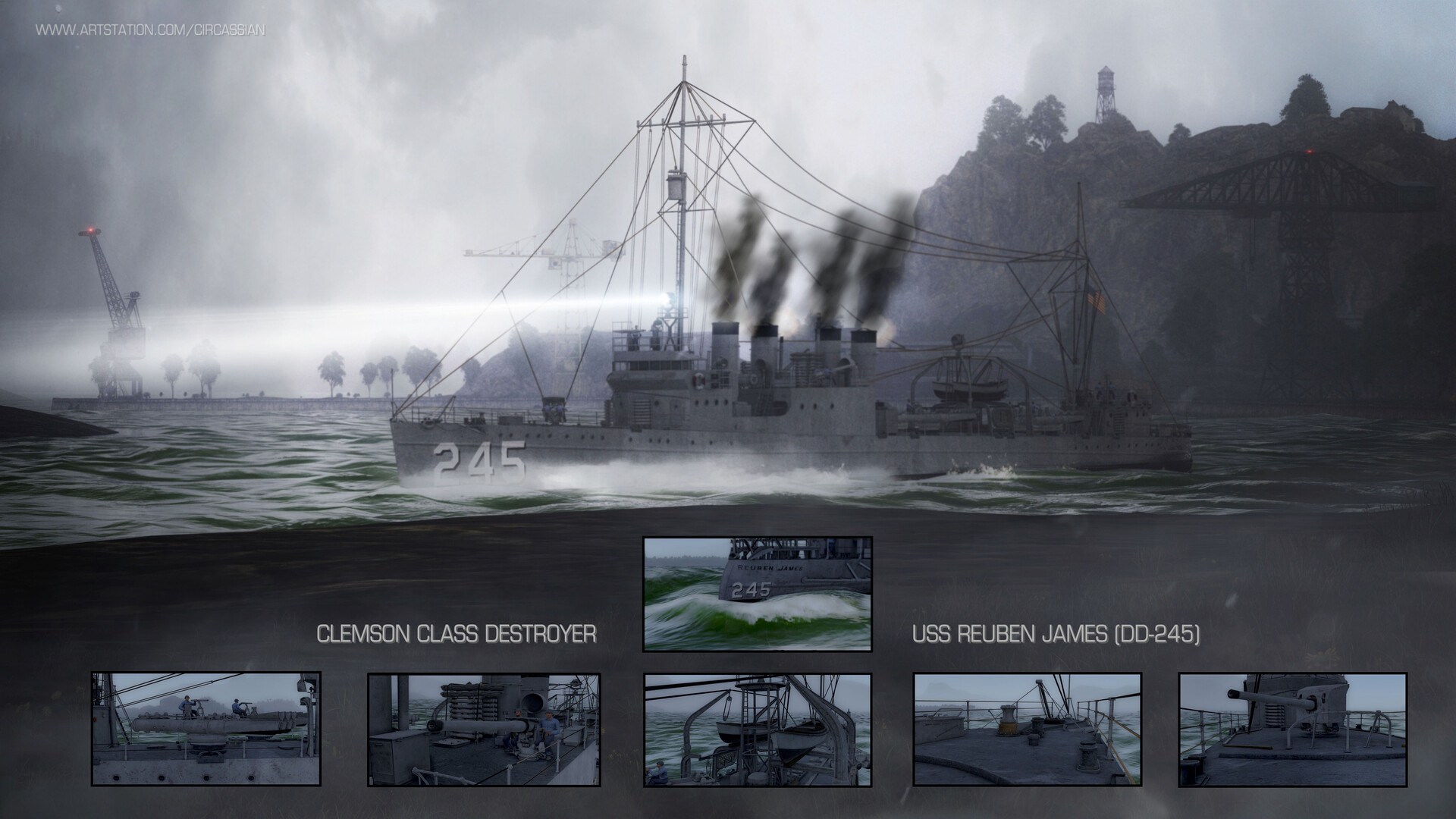 ArtStation - Clemson-class Destroyer USS Reuben James (DD-245), US Navy.