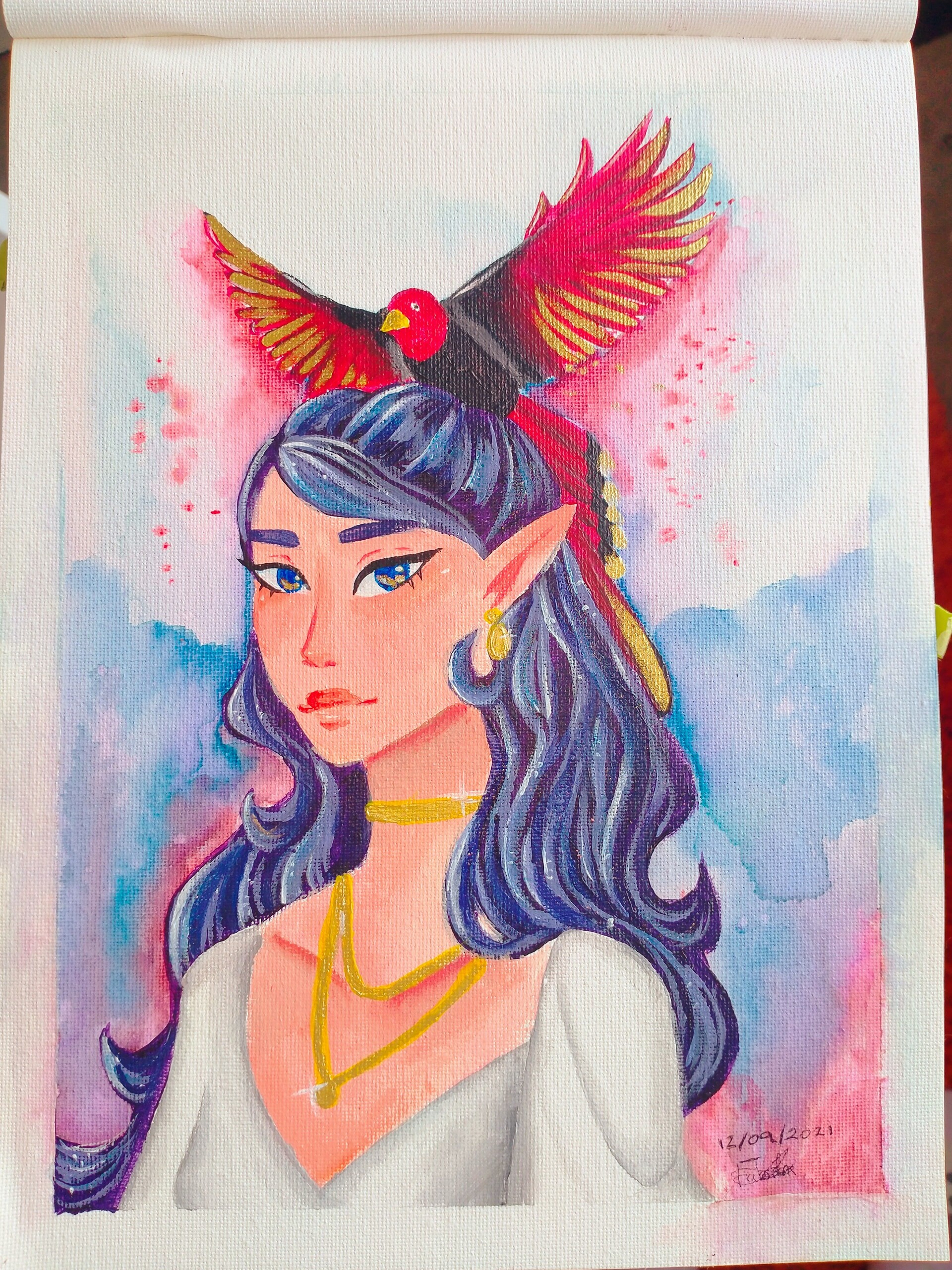 ArtStation - Woman with a Bird for a bow