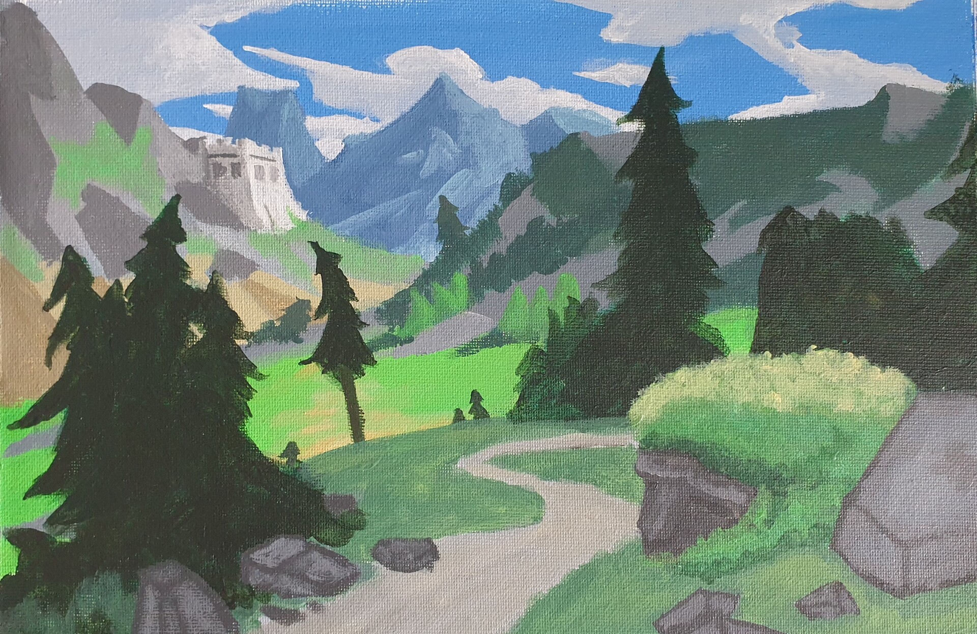 ArtStation - The Valley (Acrylic painting)