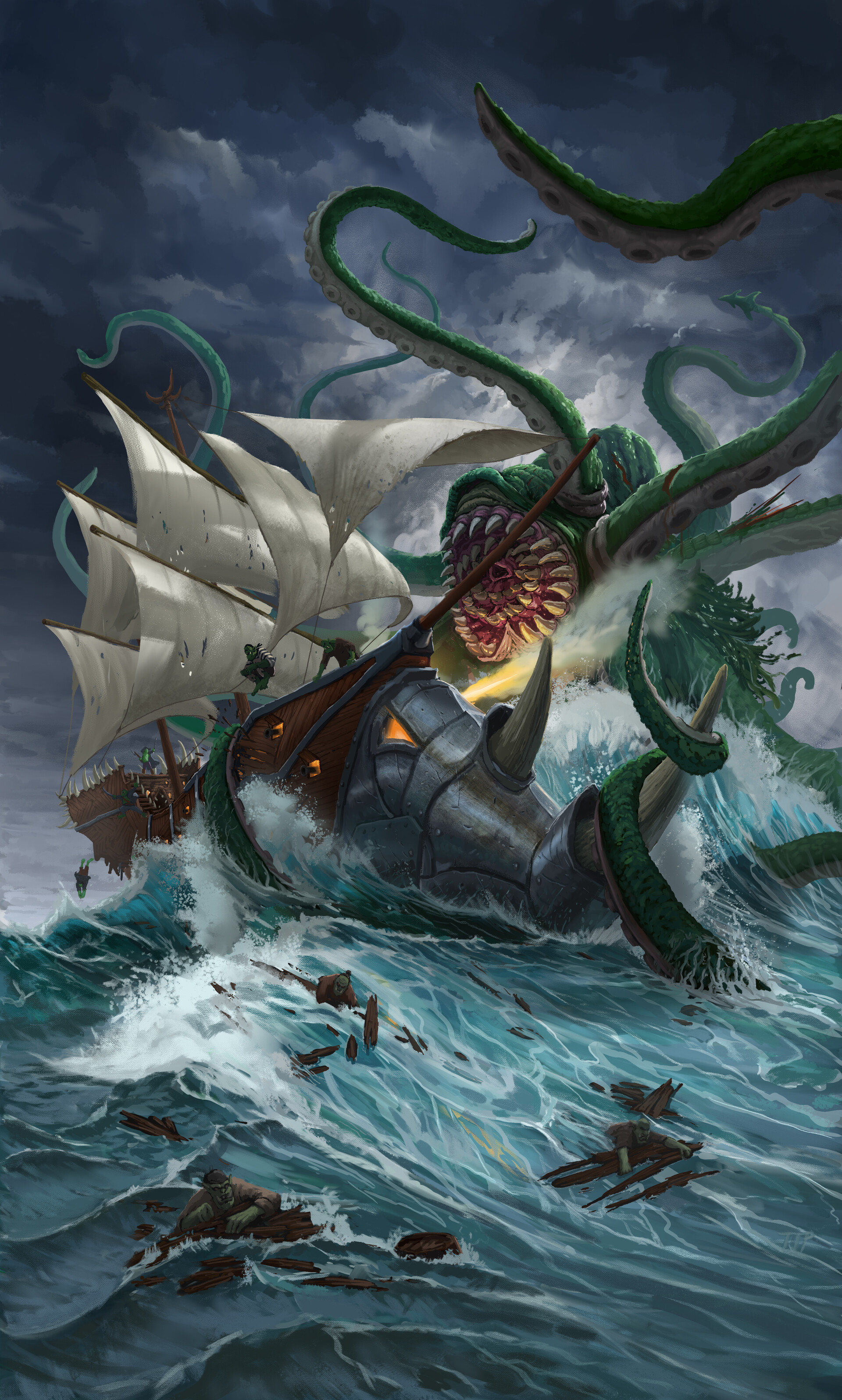 Kraken Attacking Ship