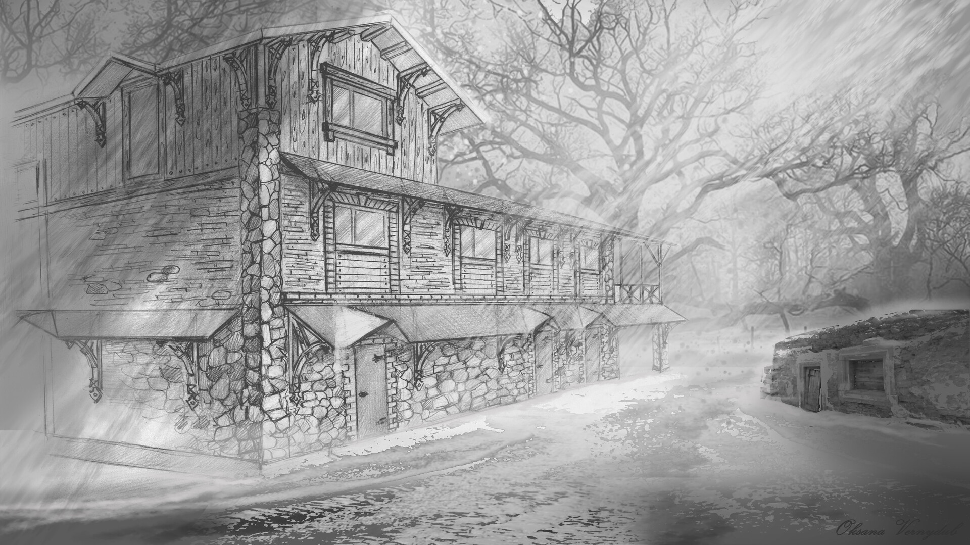 ArtStation - Sketch of the facade