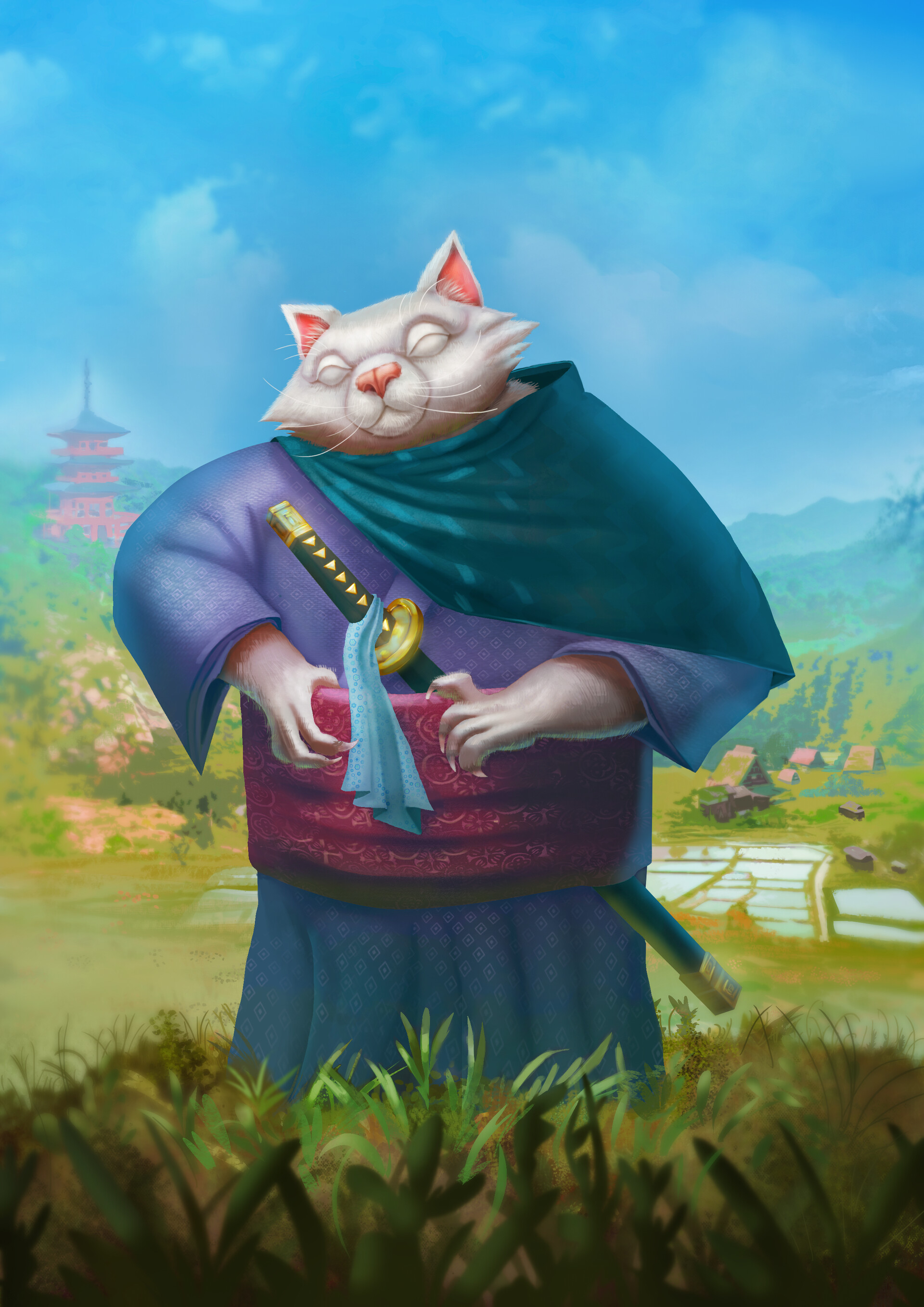 ArtStation - cat samurai