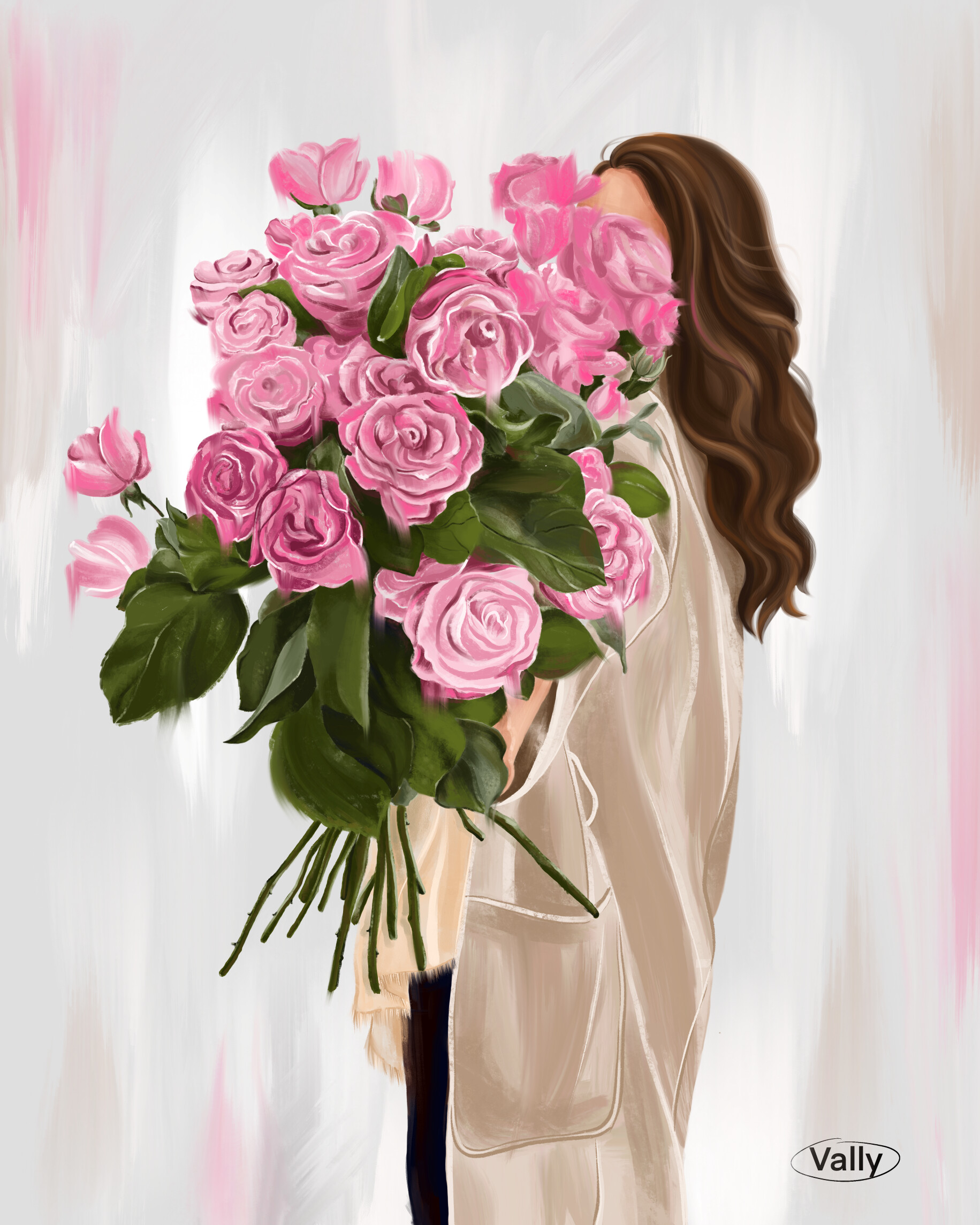 ArtStation - Digital illustration Girl with flowers