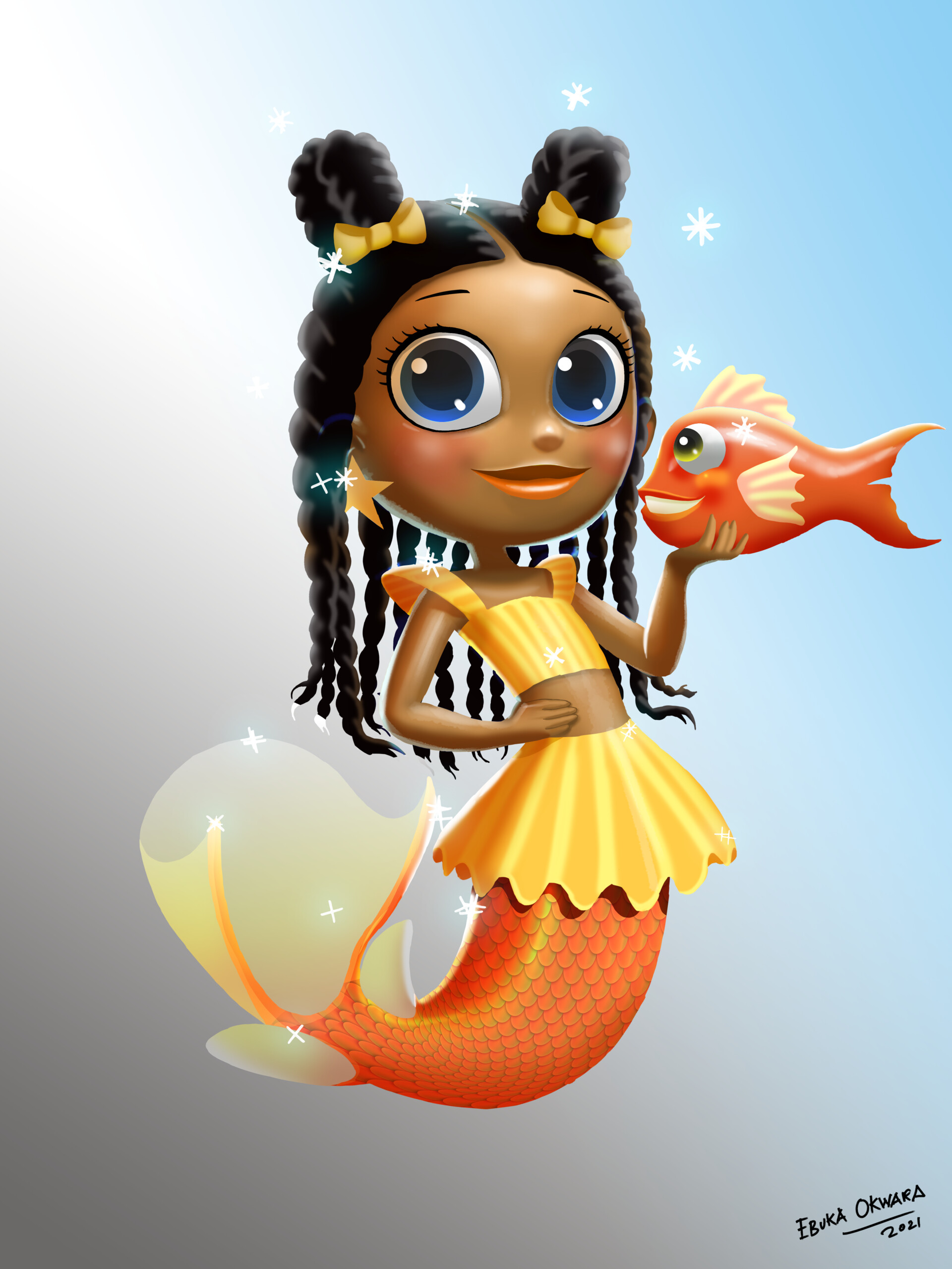 ArtStation - Afro Mermaid