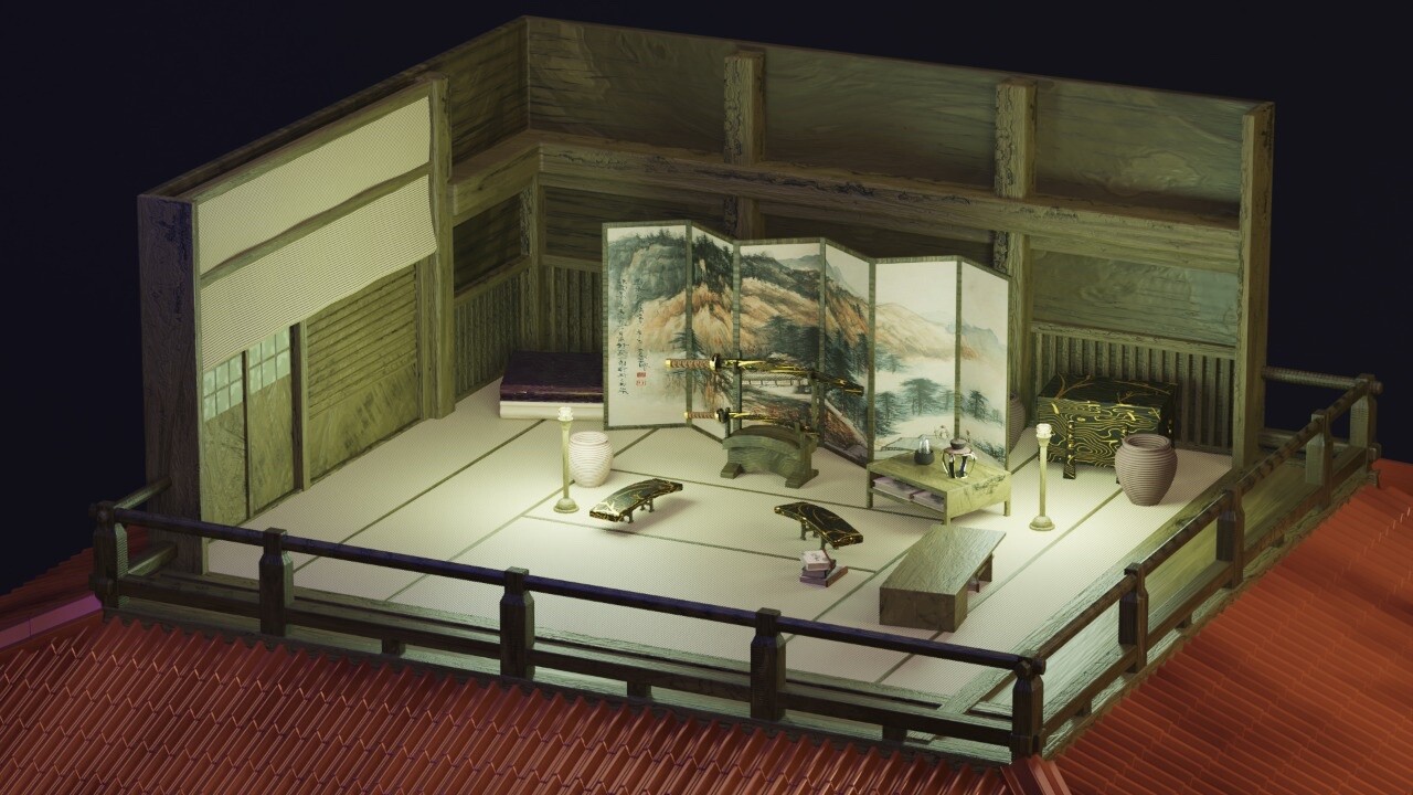 ArtStation - Low Poly room from sekiro