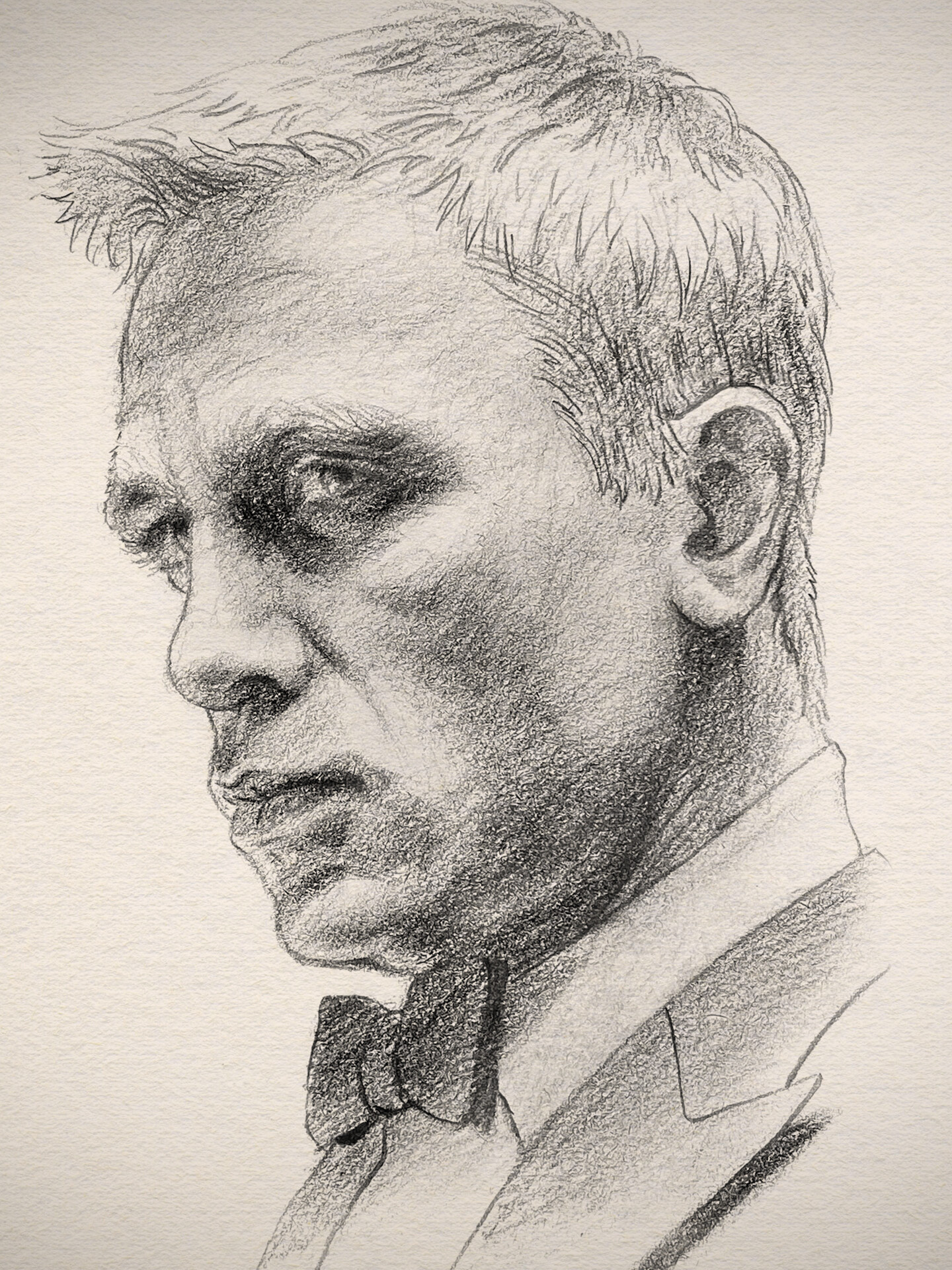 ArtStation - 《007生死交戰》詹姆斯龐德 James Bond 【肖像畫】鉛筆素描過程