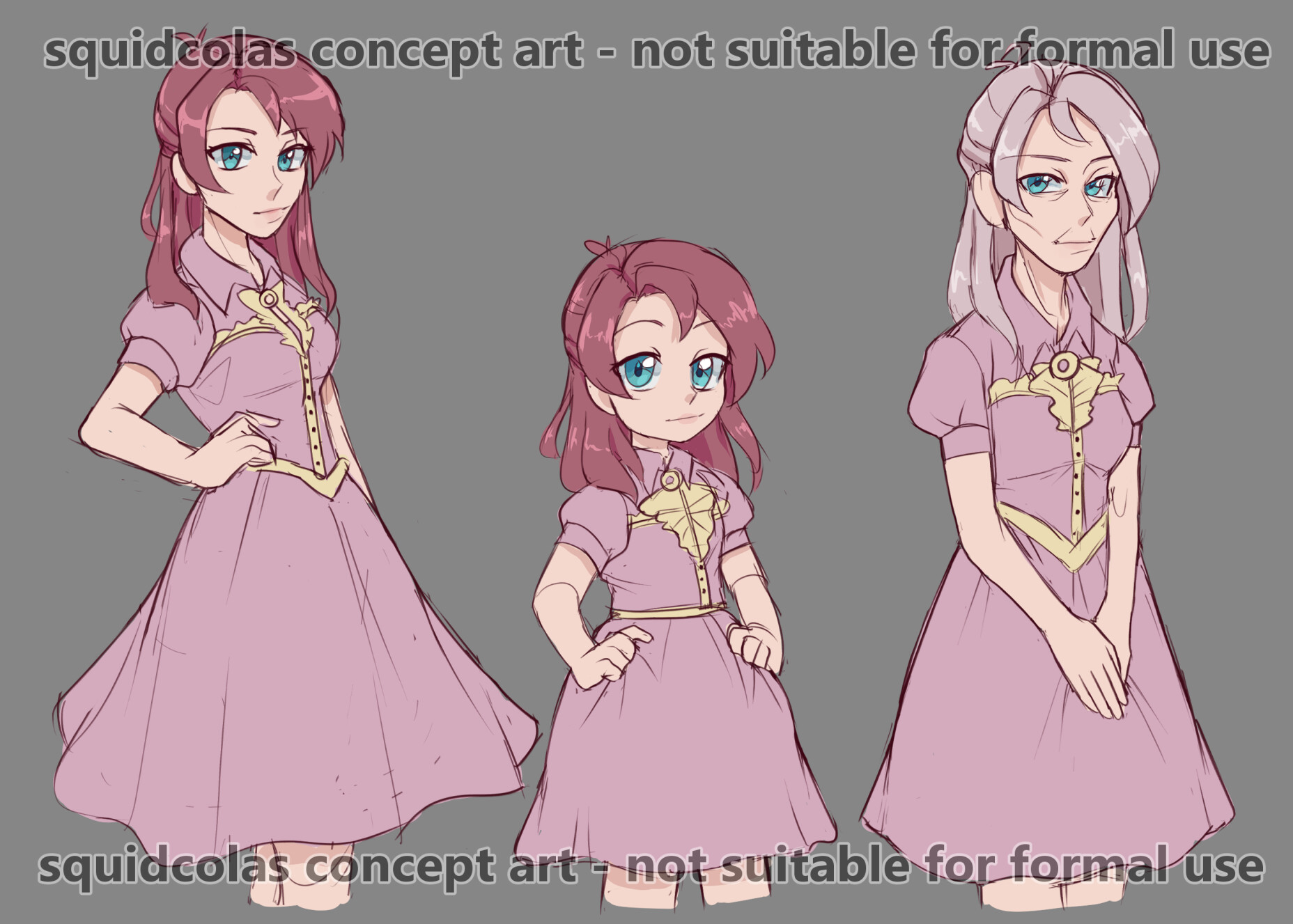 Squid - Commission Sprite Art March 2021 (Pink Lady - 3 versions)