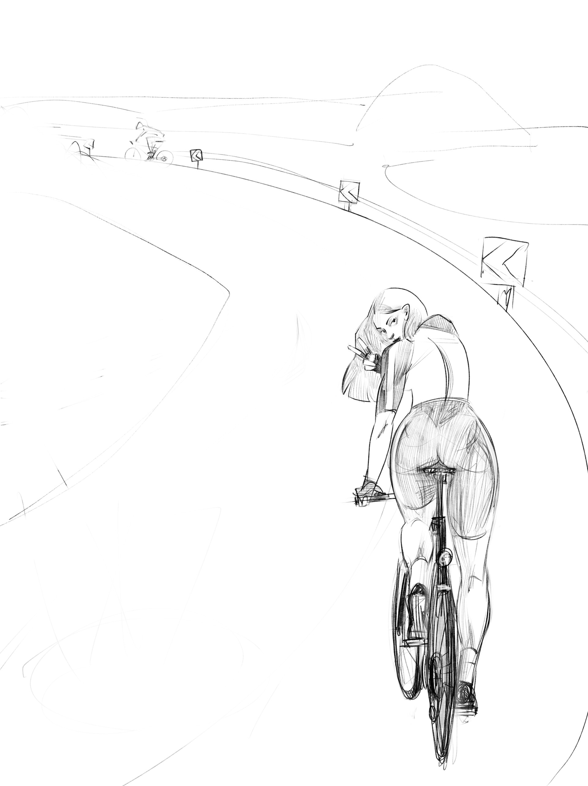 ArtStation - girl on bike sketch