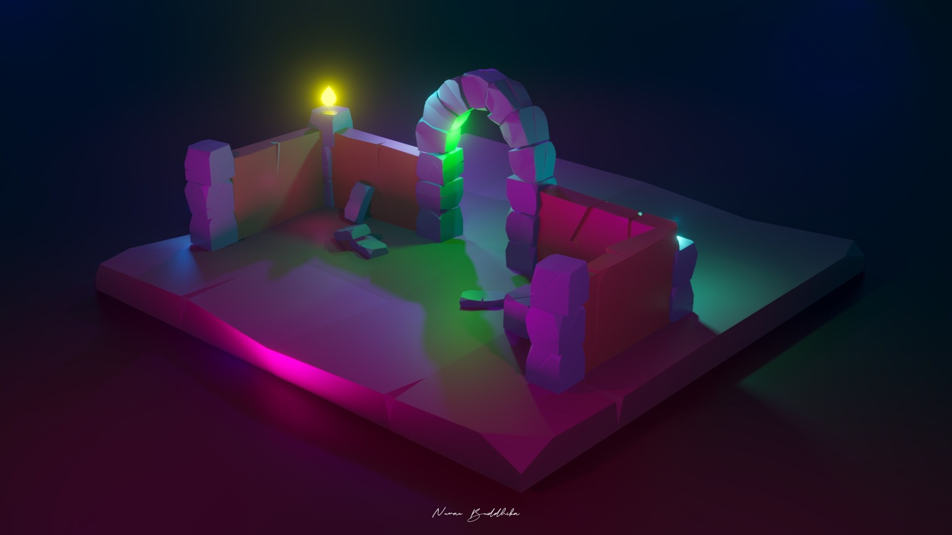 ArtStation - Low poly gaming style wall