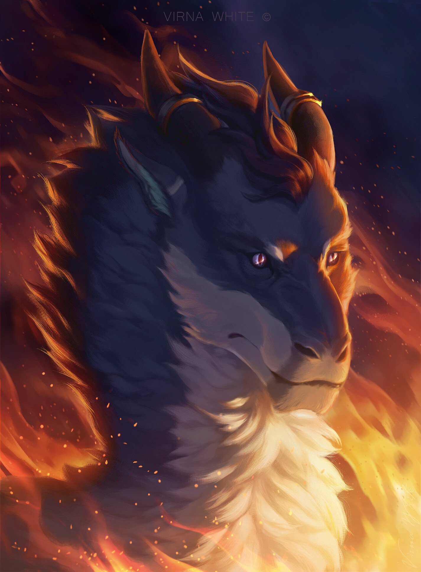 ArtStation - Blue dragon portrait commission