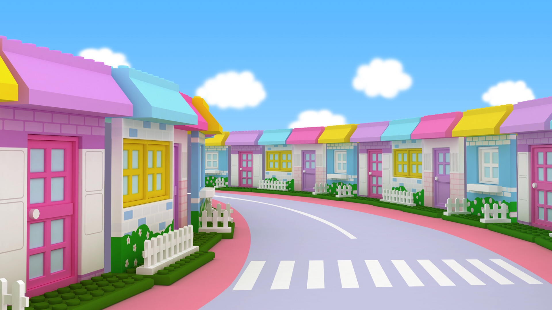 ArtStation - Lego style house street view-3D virtual stage