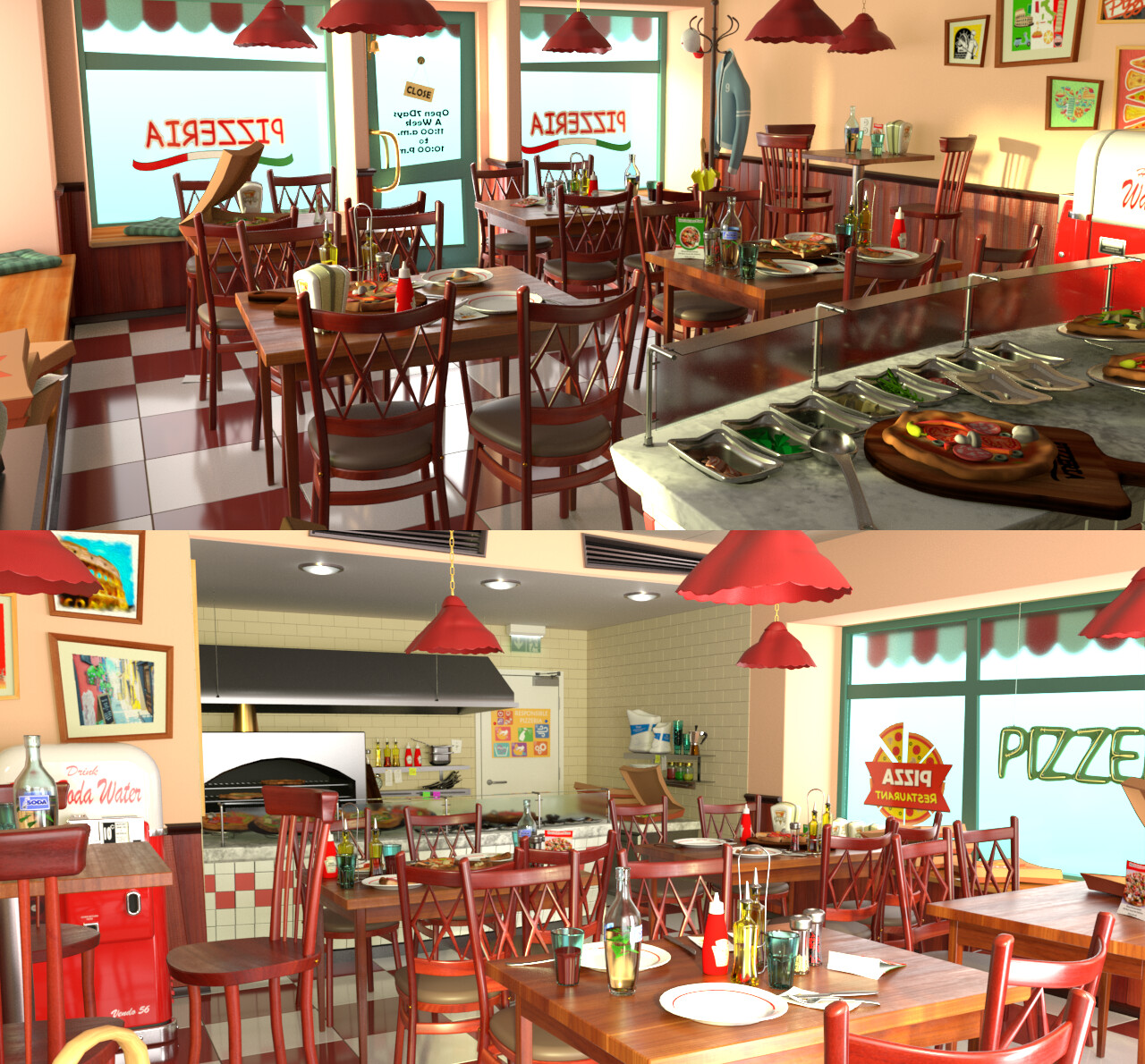 ArtStation - Cartoon Pizzeria 3D model