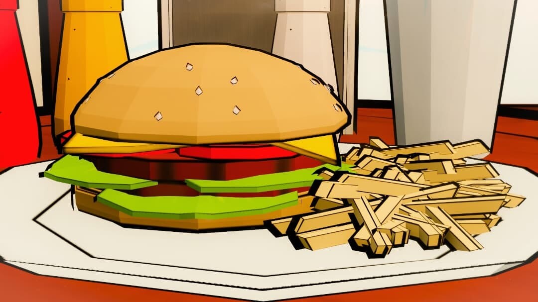 Romina Blanco - Hamburger and Fries-Low Poly/Comic Enviroment