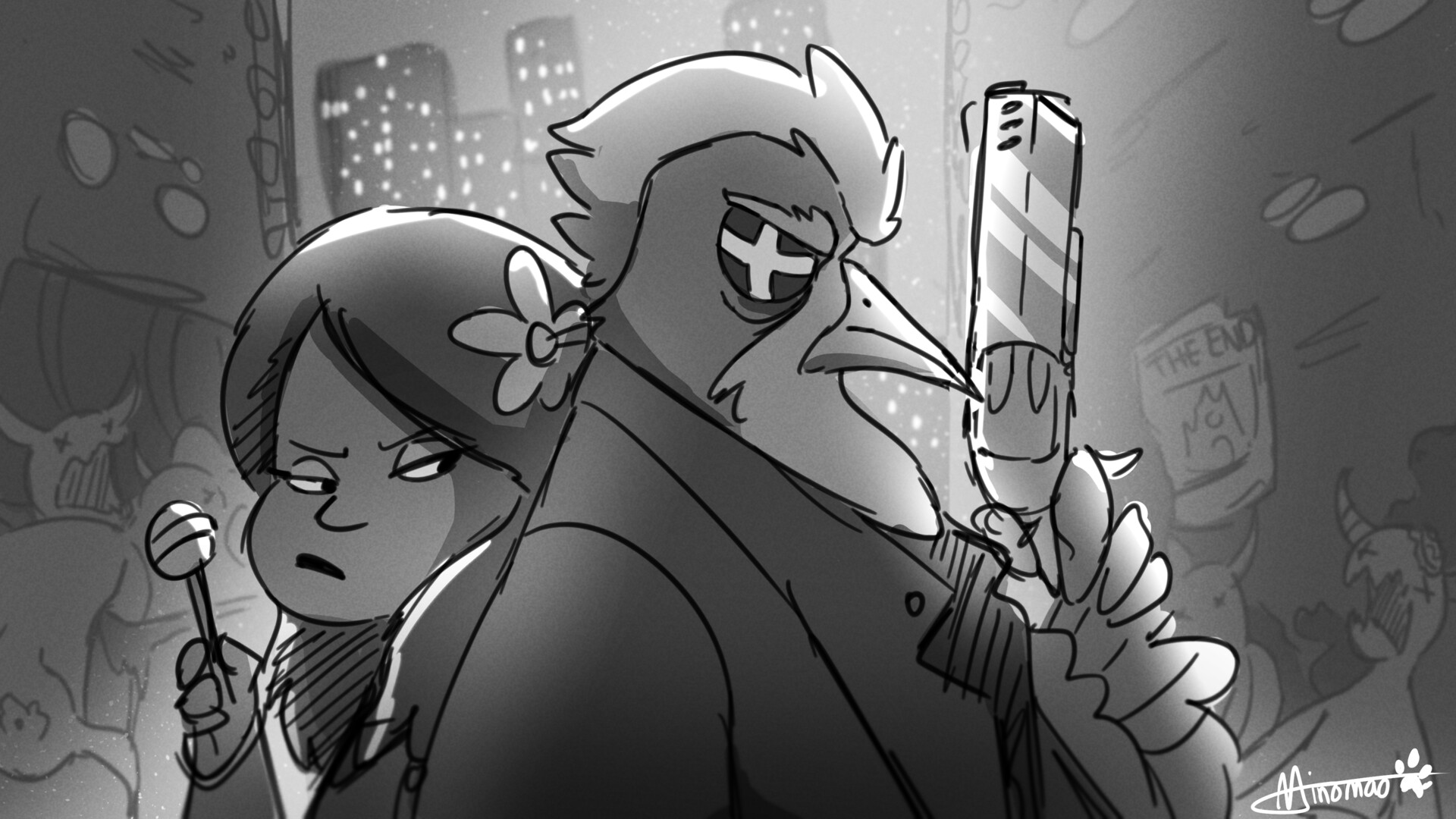 ArtStation - Cheesy 90's Noir with a Chicken Cop and Demons