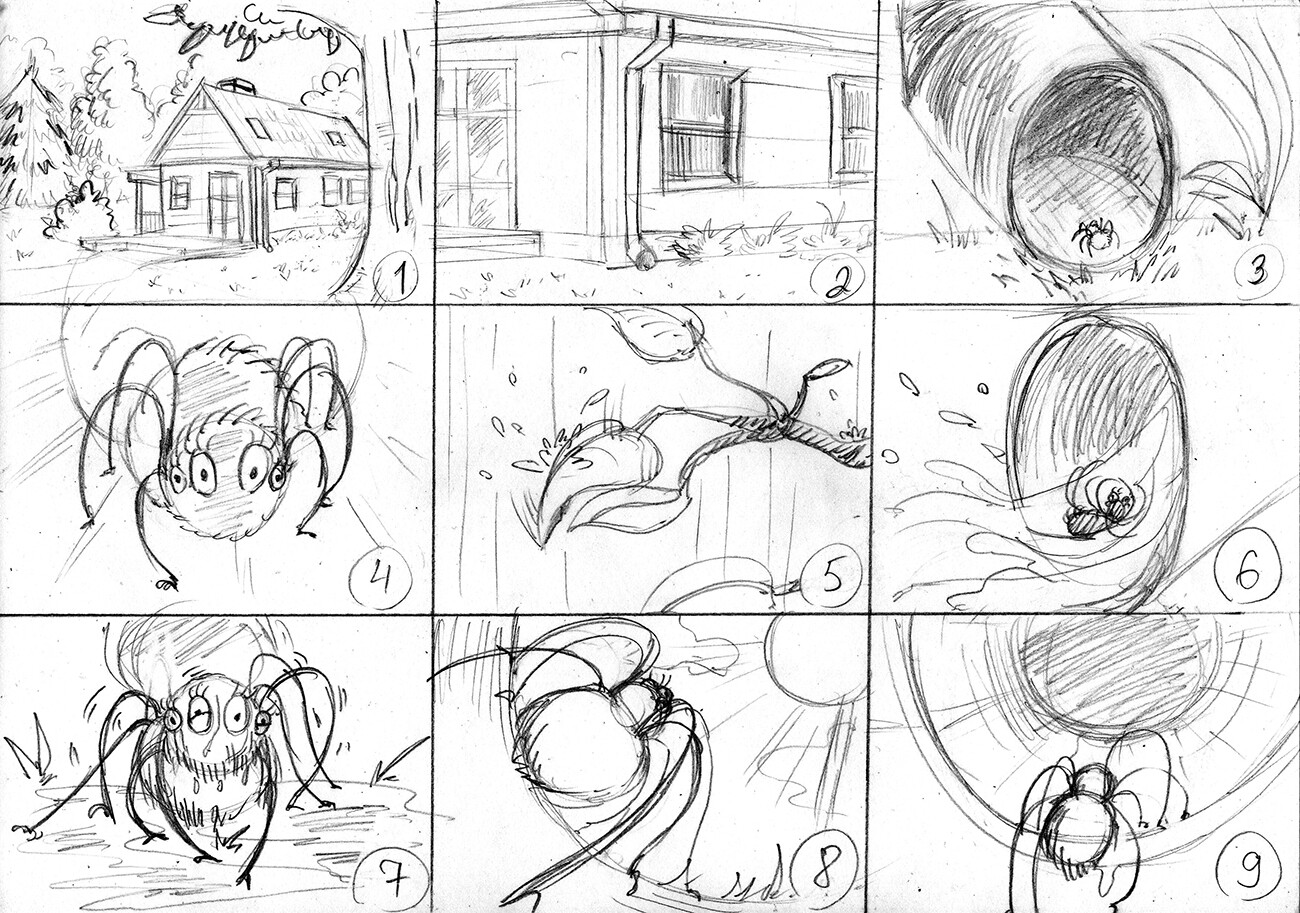 ArtStation - Itsy Bitsy Spider storyboard