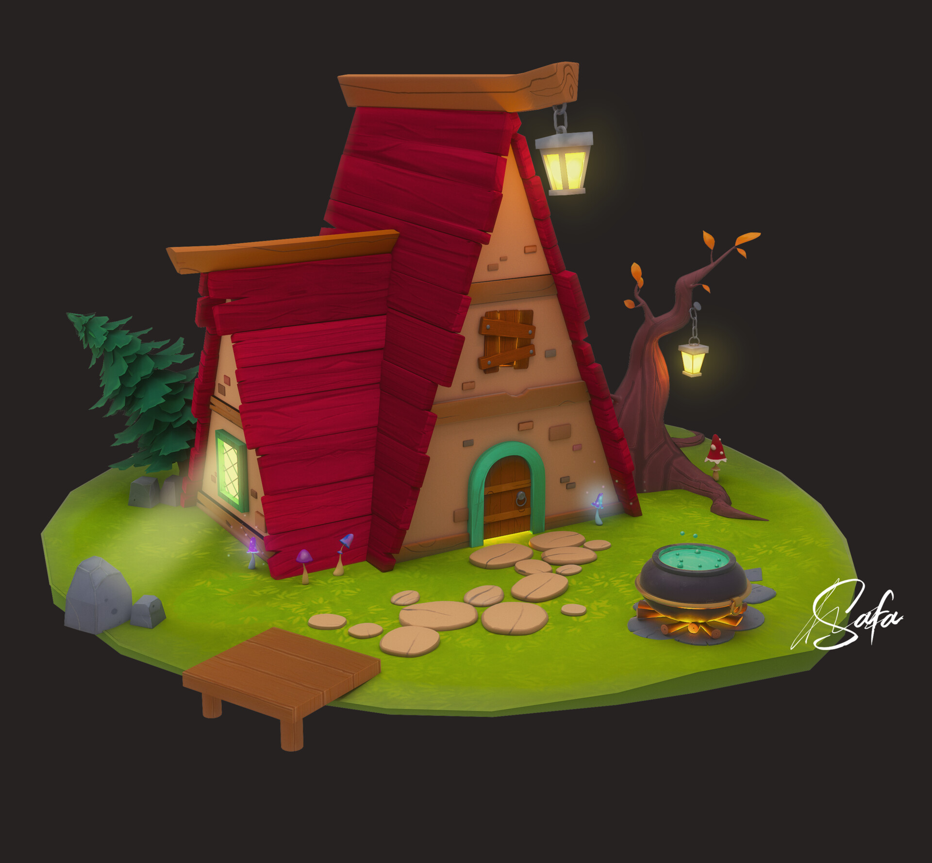 ArtStation - 3d stylized cartoon house