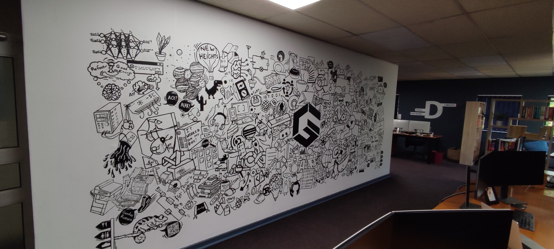 ArtStation - Acrylic doodle mural for tech company (5.8m x 2.5m)