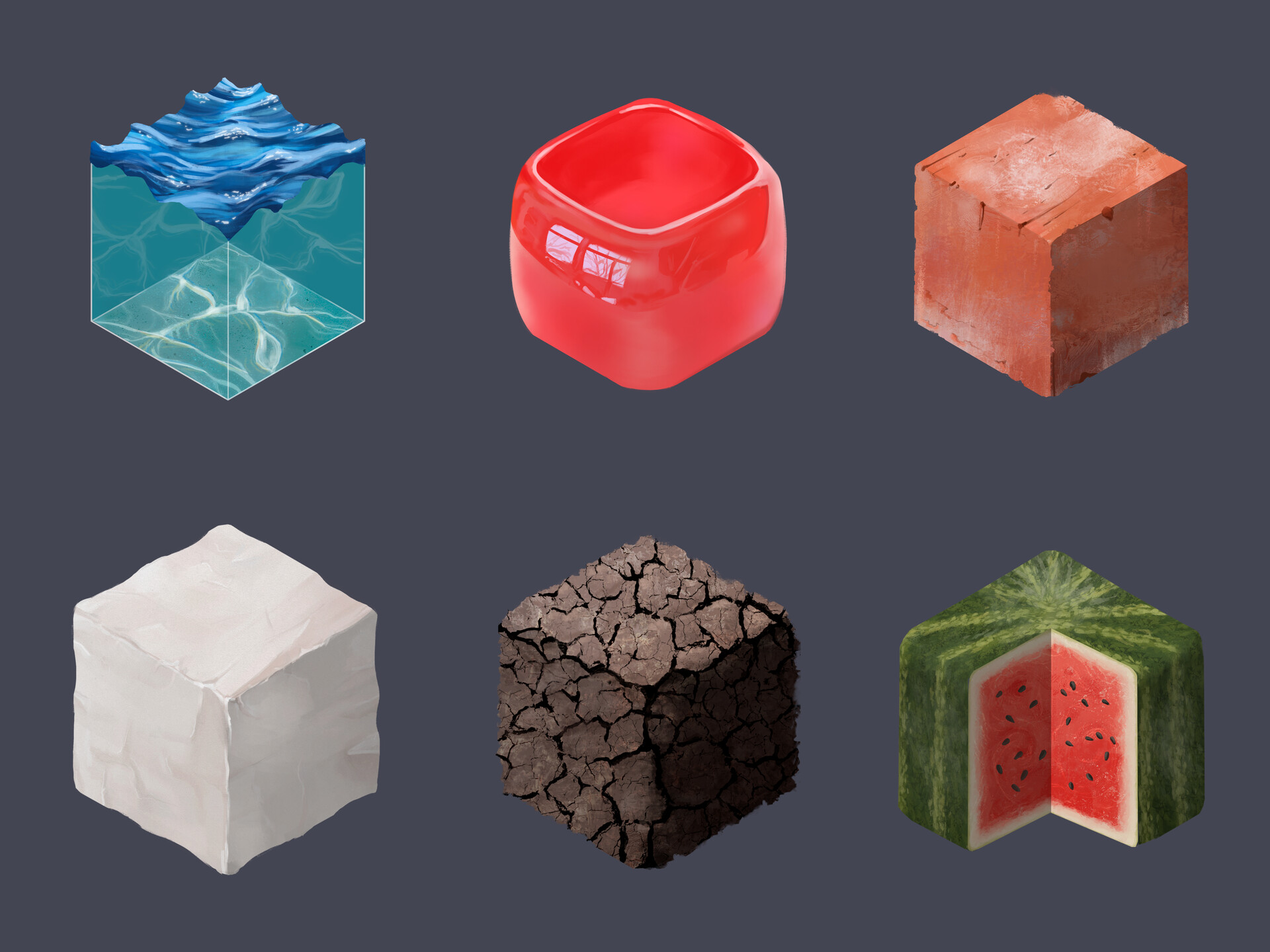 ArtStation - Material cubes study