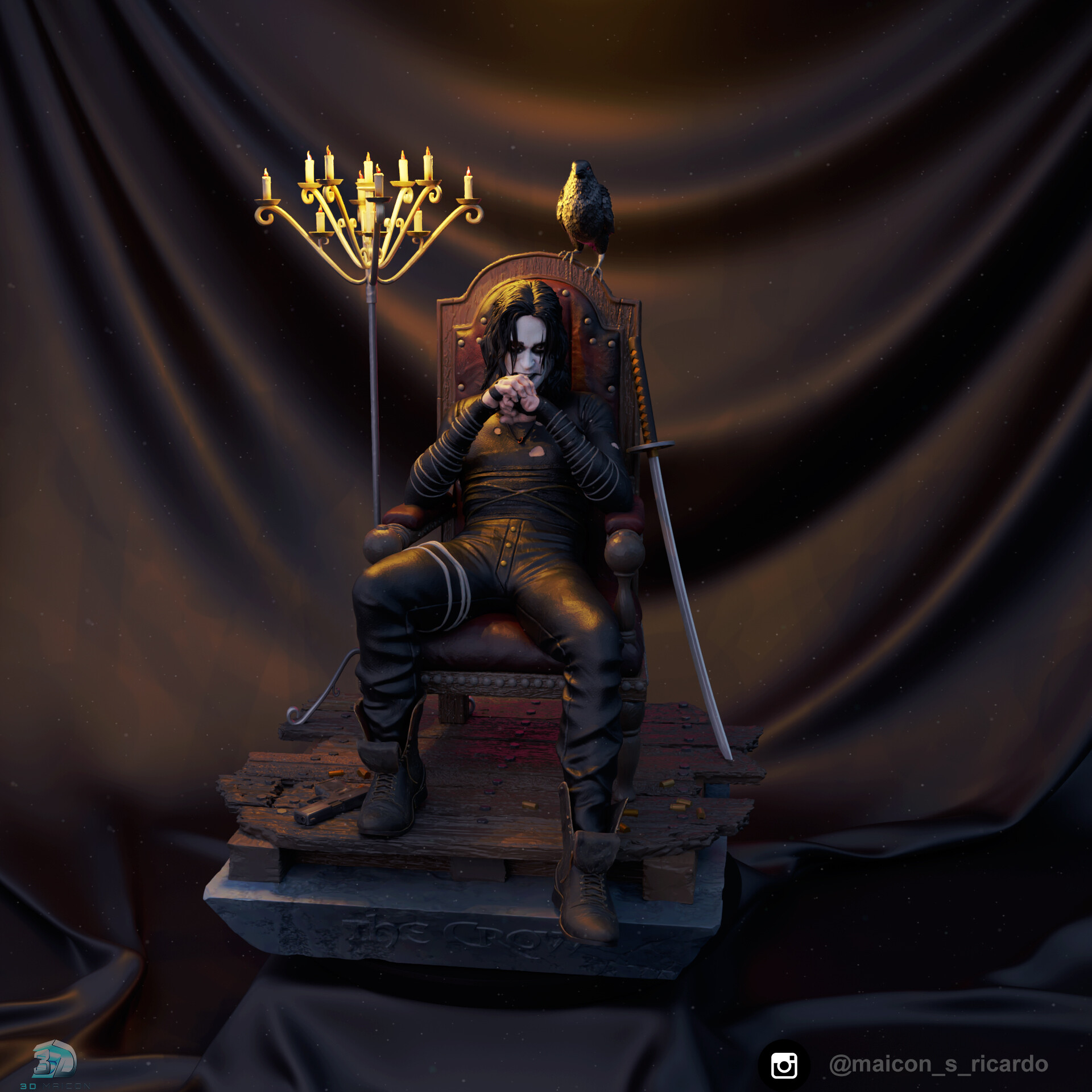 ArtStation - The Crow- Brandon Lee _ Fan art statue