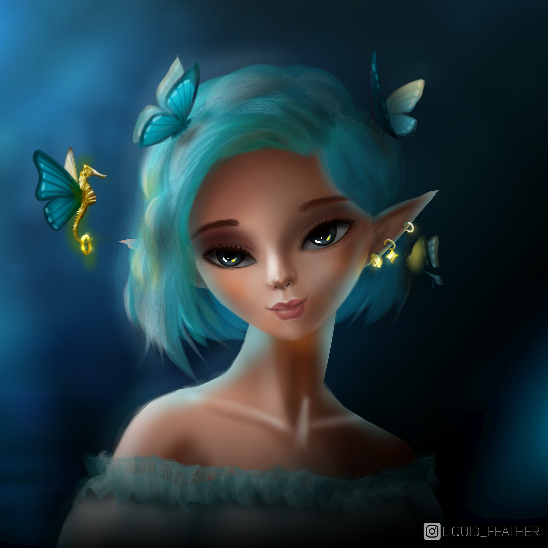 ArtStation - Blue Haired Elf