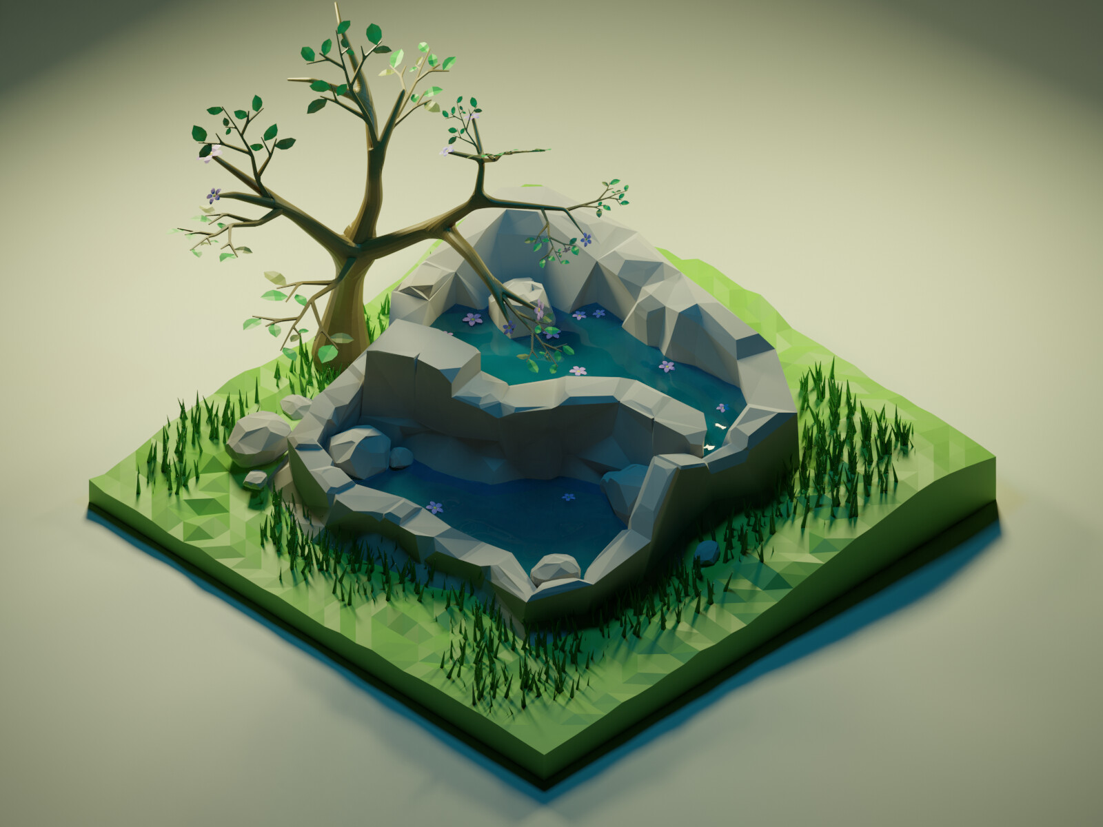 ArtStation - Low Poly Pond - Blender