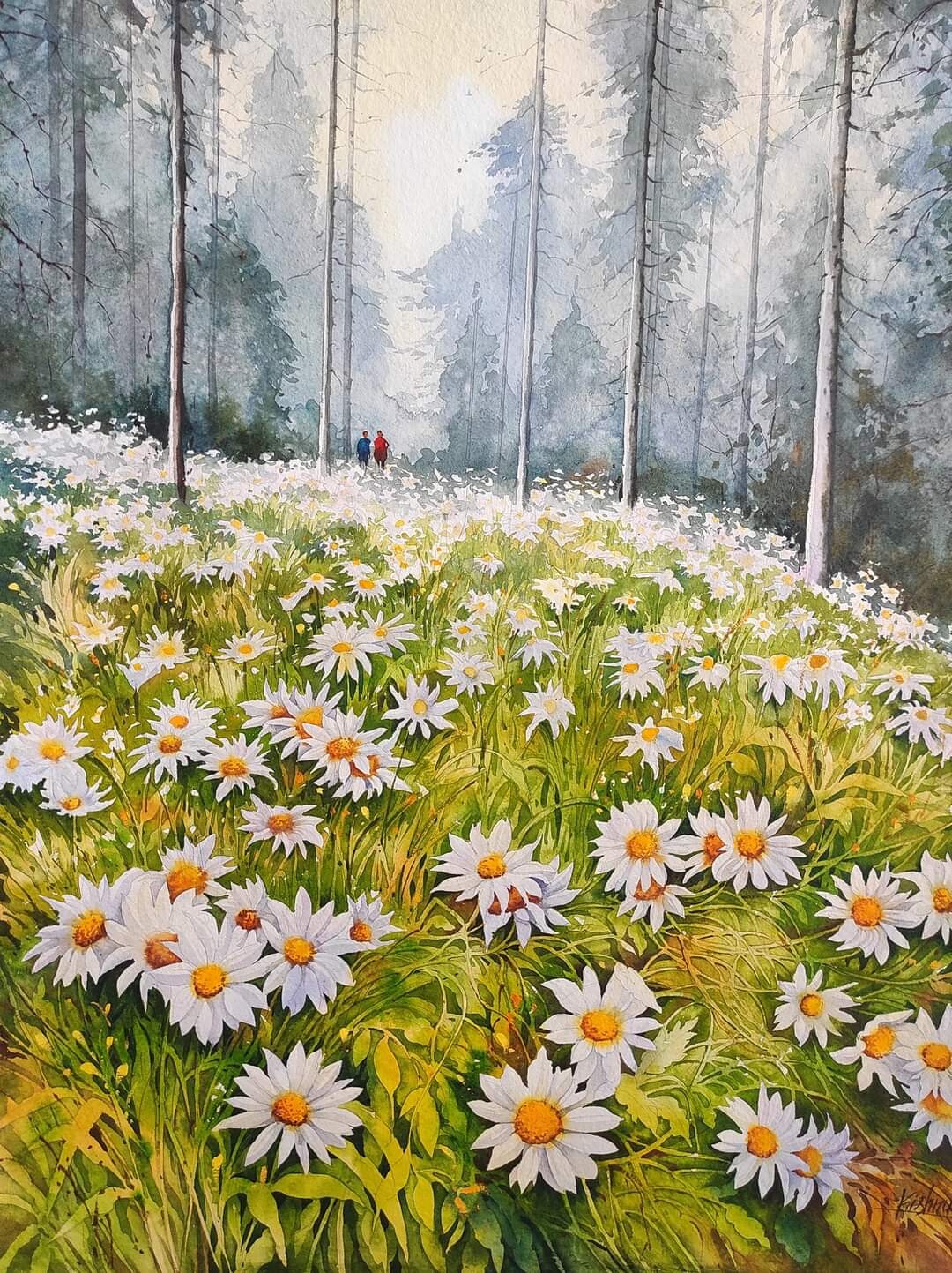 ArtStation - spring water colour painting