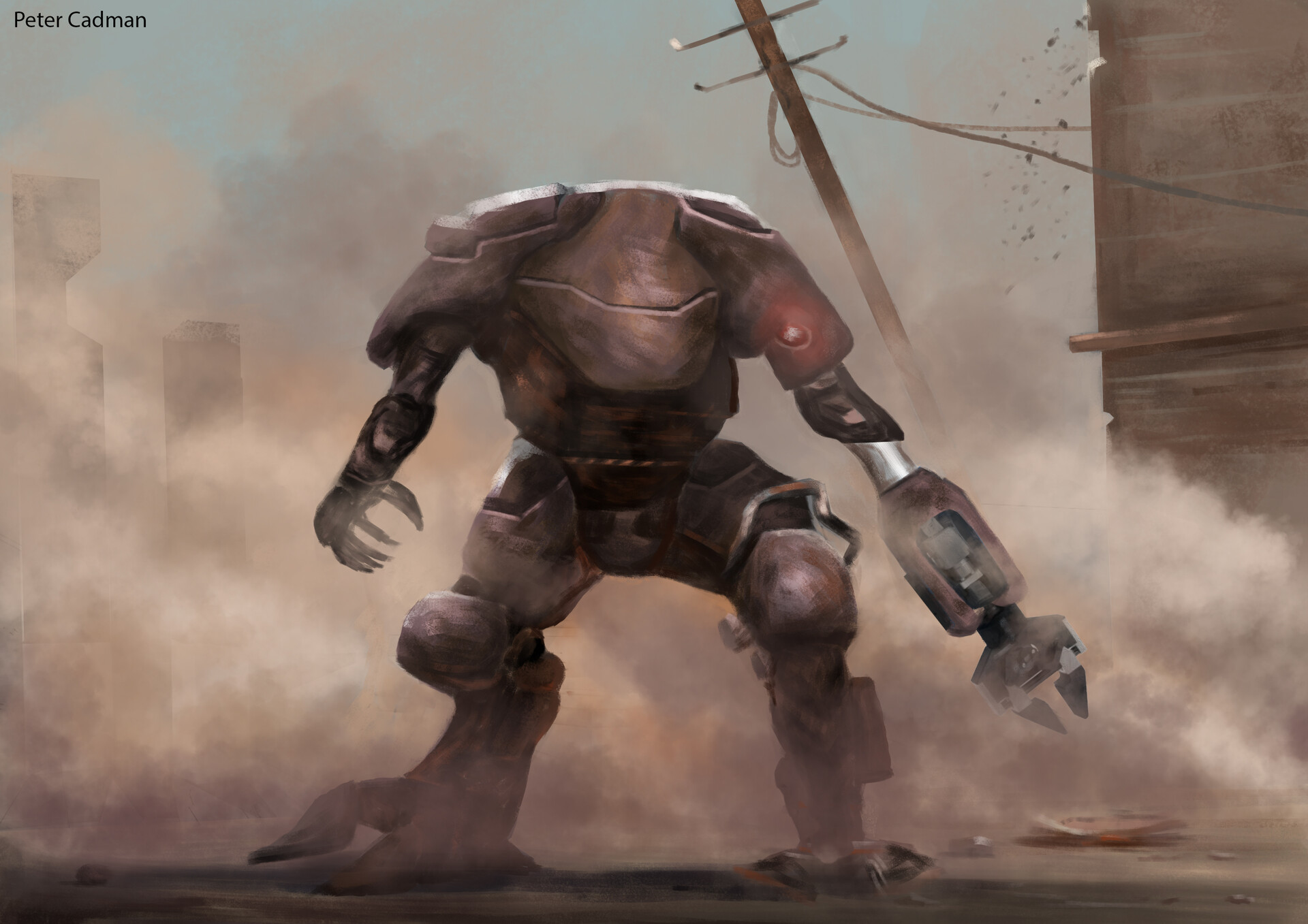 ArtStation - Environment concept art - robot warrior scene1