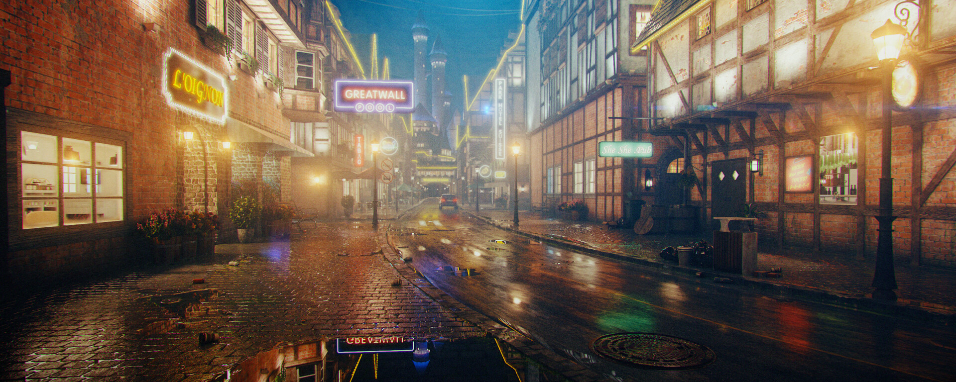 ArtStation - The town at night