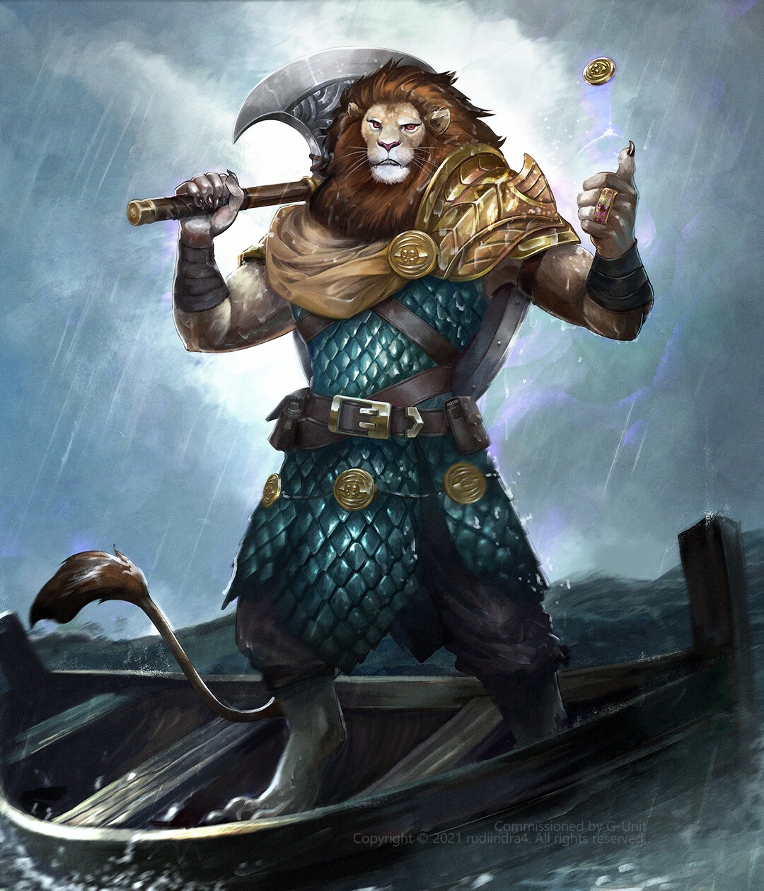 rudiindra4 - D&D - Mace the Leonin Barbarian/Sorcerer Wild Magic