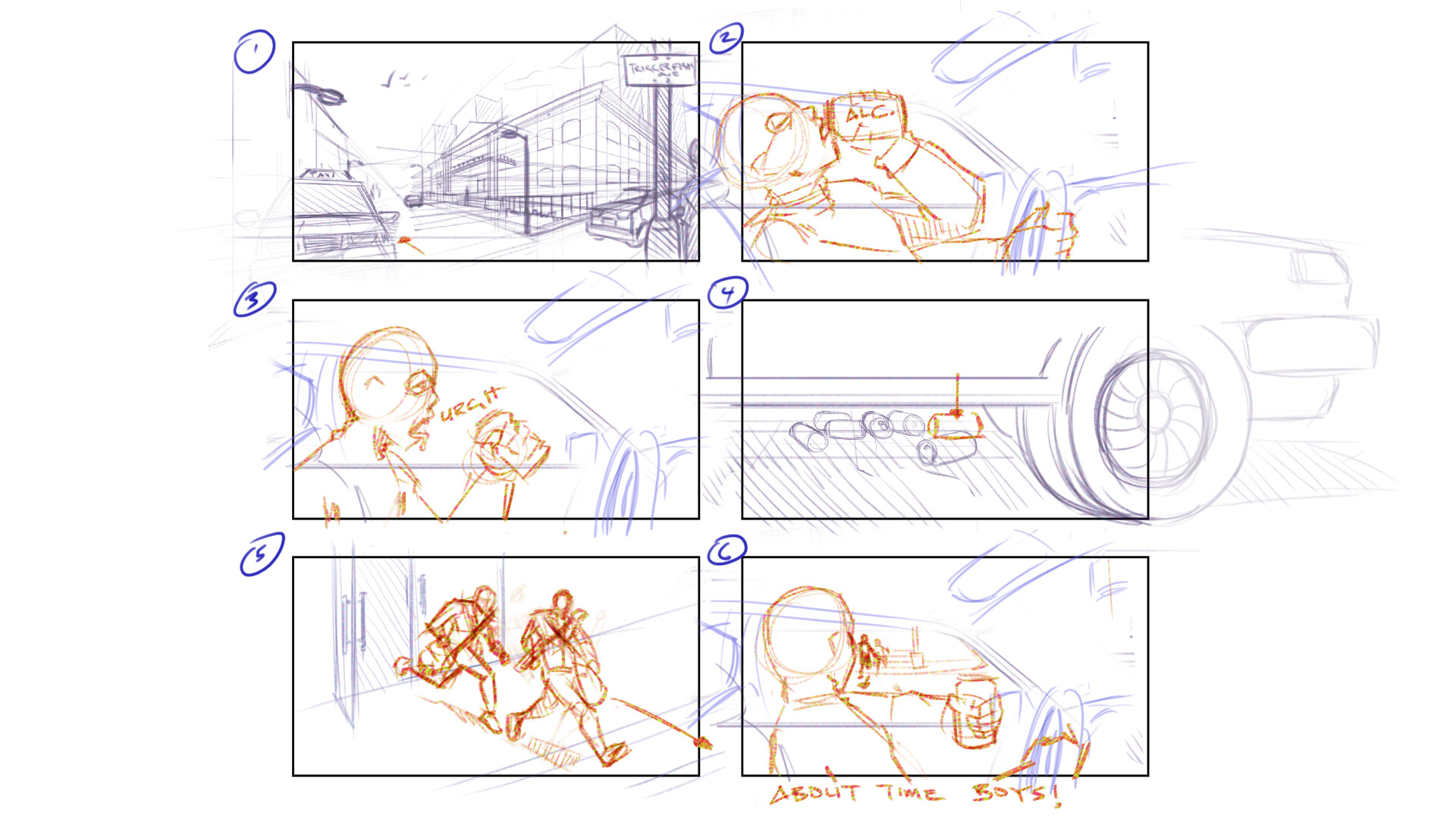 ArtStation - Car Chase Scene (Rough Pass)