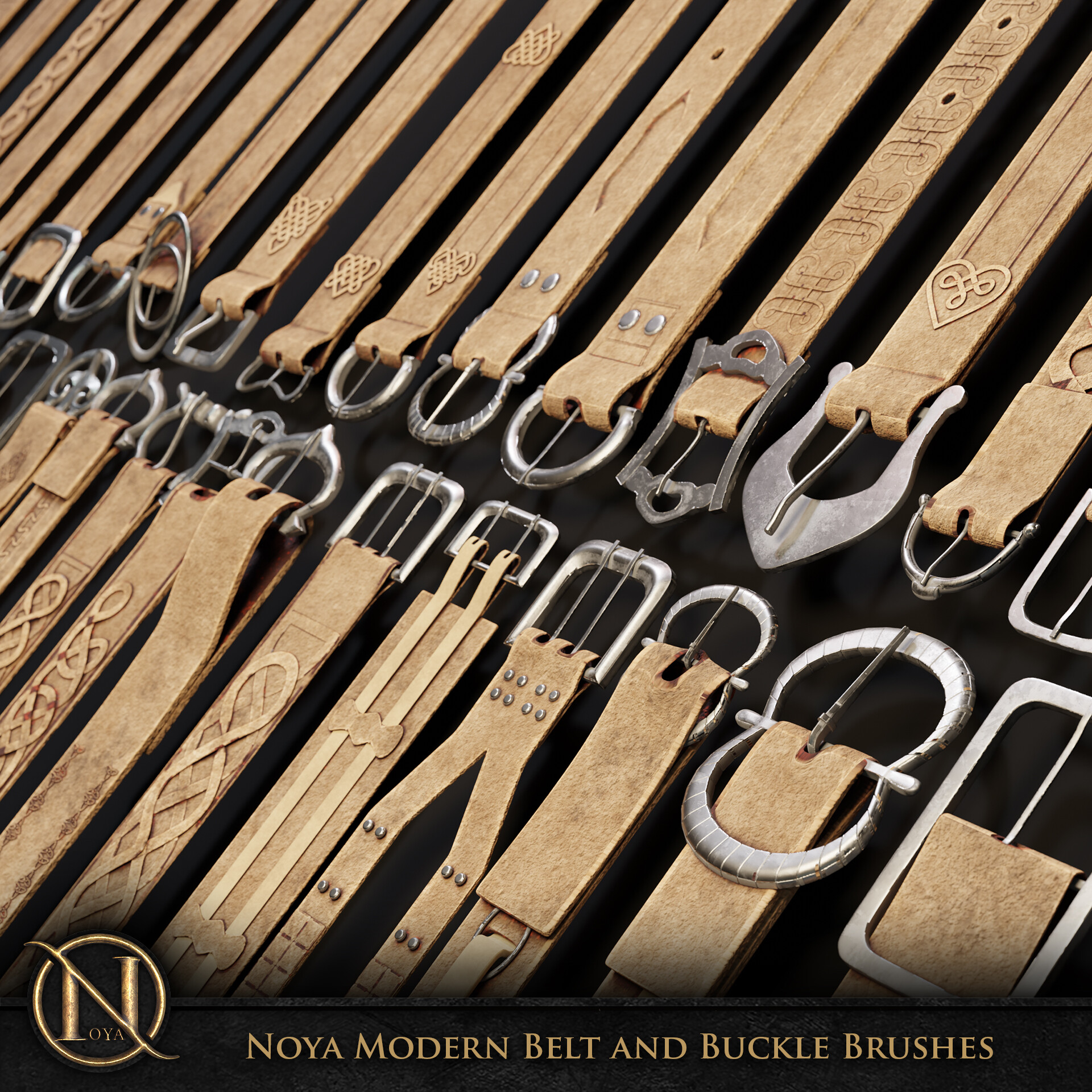 ArtStation - Zbrush | 108 Medieval Belt And Buckle Brushes