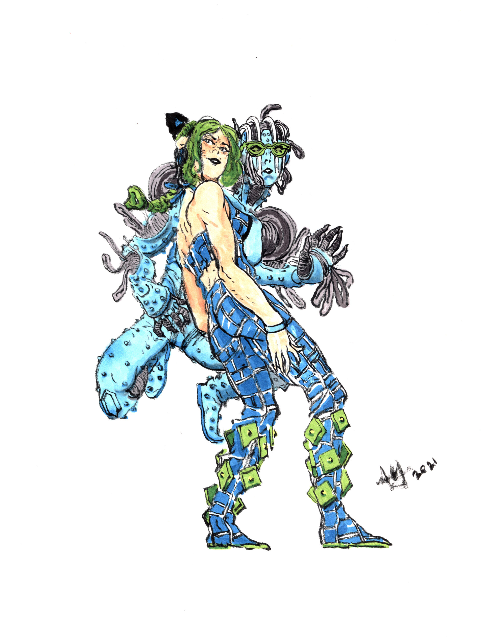 ArtStation - Jolyne Cujoh and Stone Free