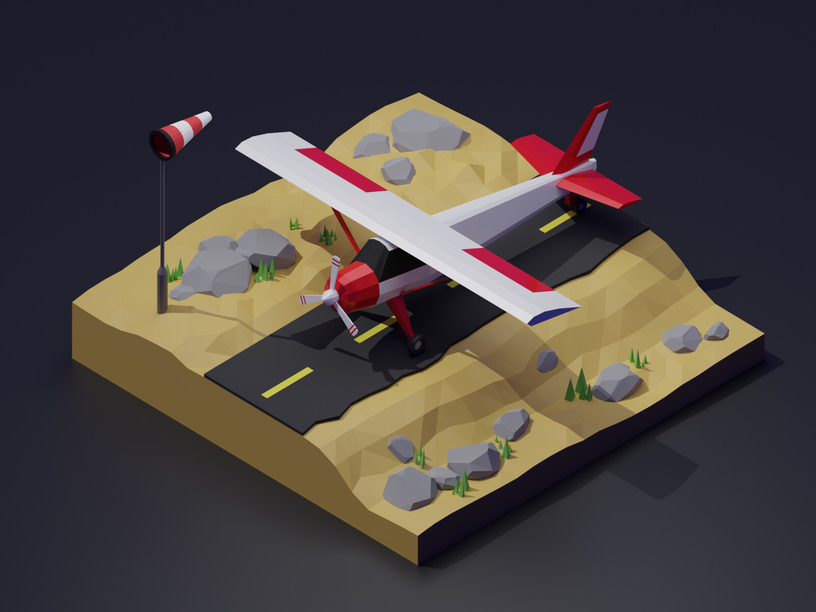 ArtStation - Isometric Low Poly Airplane