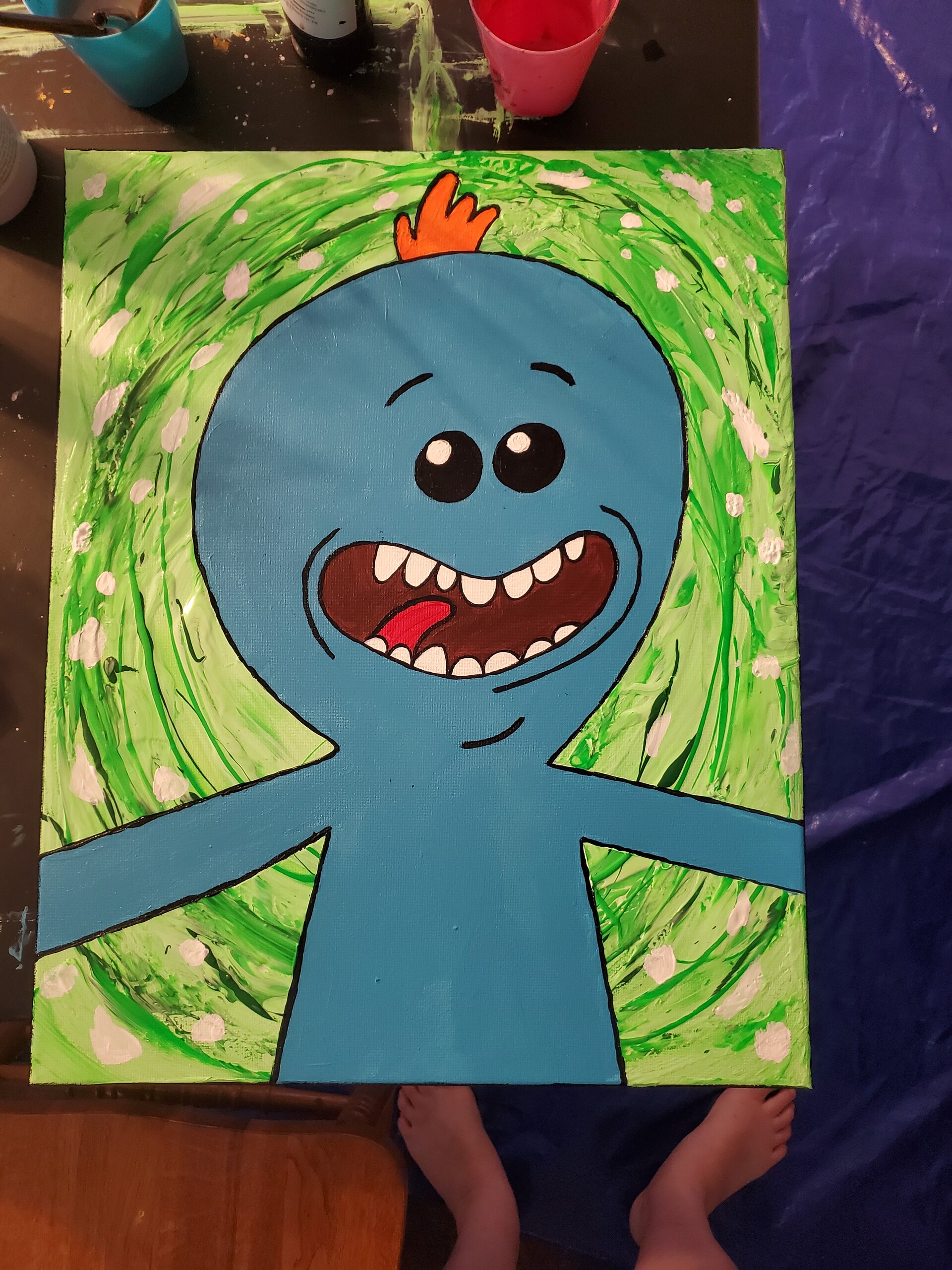 how to draw mr meeseeks from rick and morty