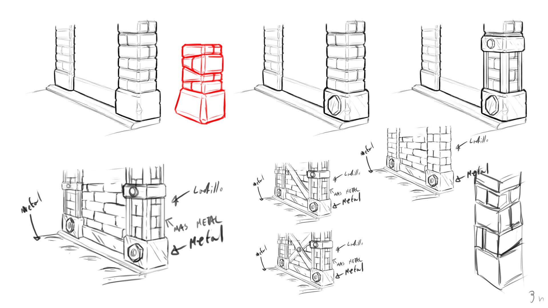 ArtStation - Brick Wall sketches
