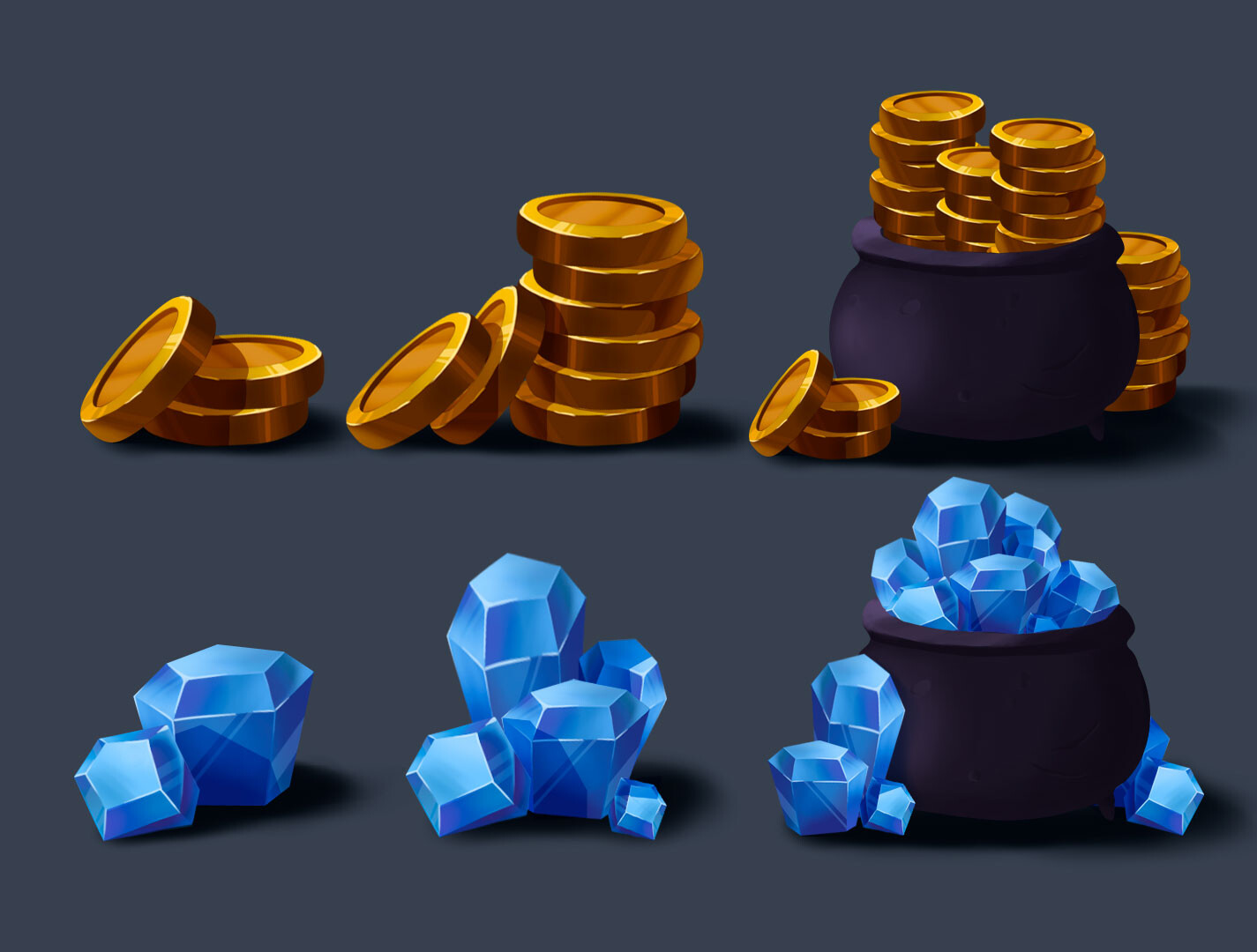 ArtStation - Coins and crystals