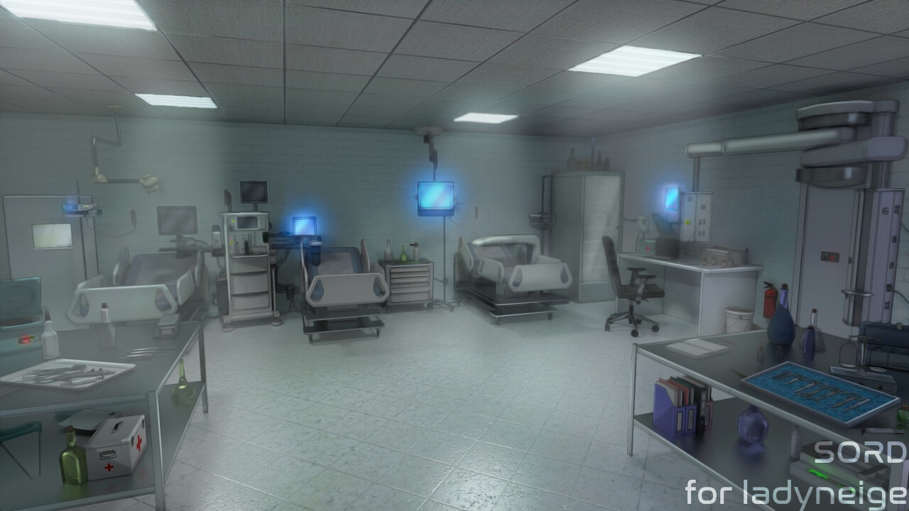 ArtStation - Visual Novel Background - Medical Basement (commission)