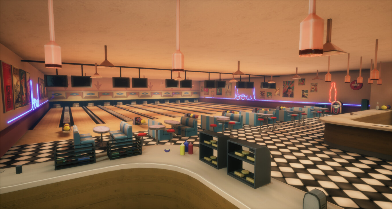 ArtStation - Vintage/retro Bowling and food