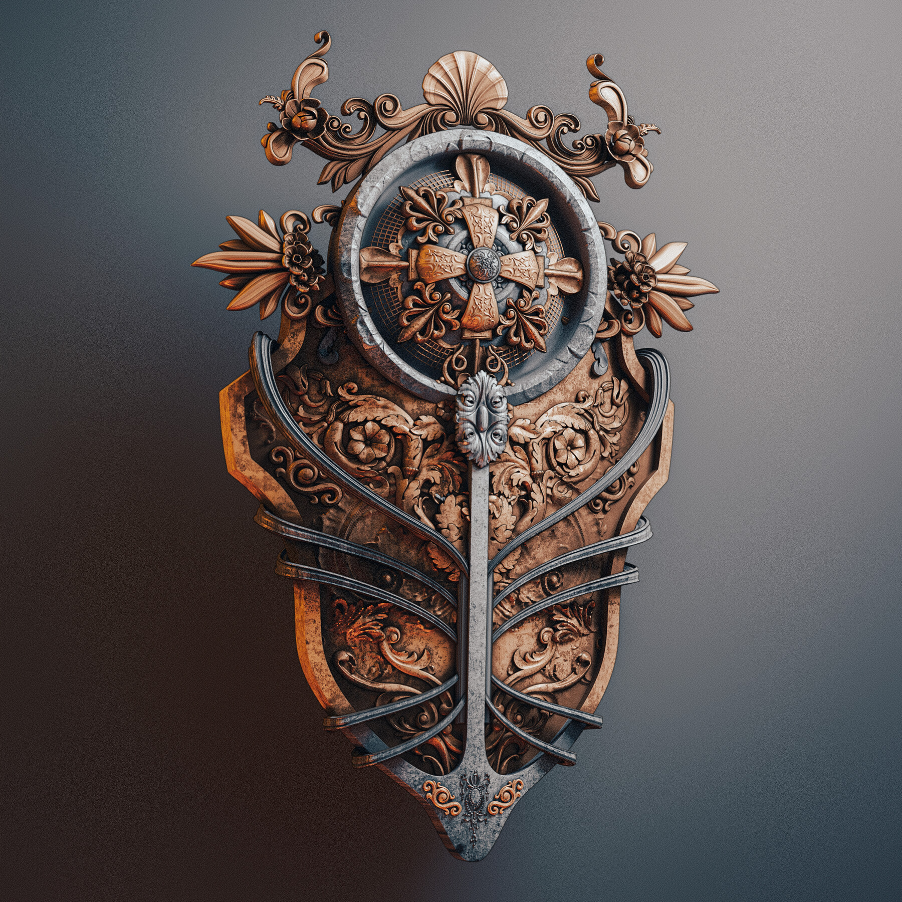 ArtStation - Shield with baroque elements