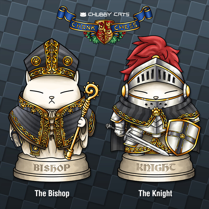 ArtStation - Character Design - Medieval Cat Chess Knight and Bishop